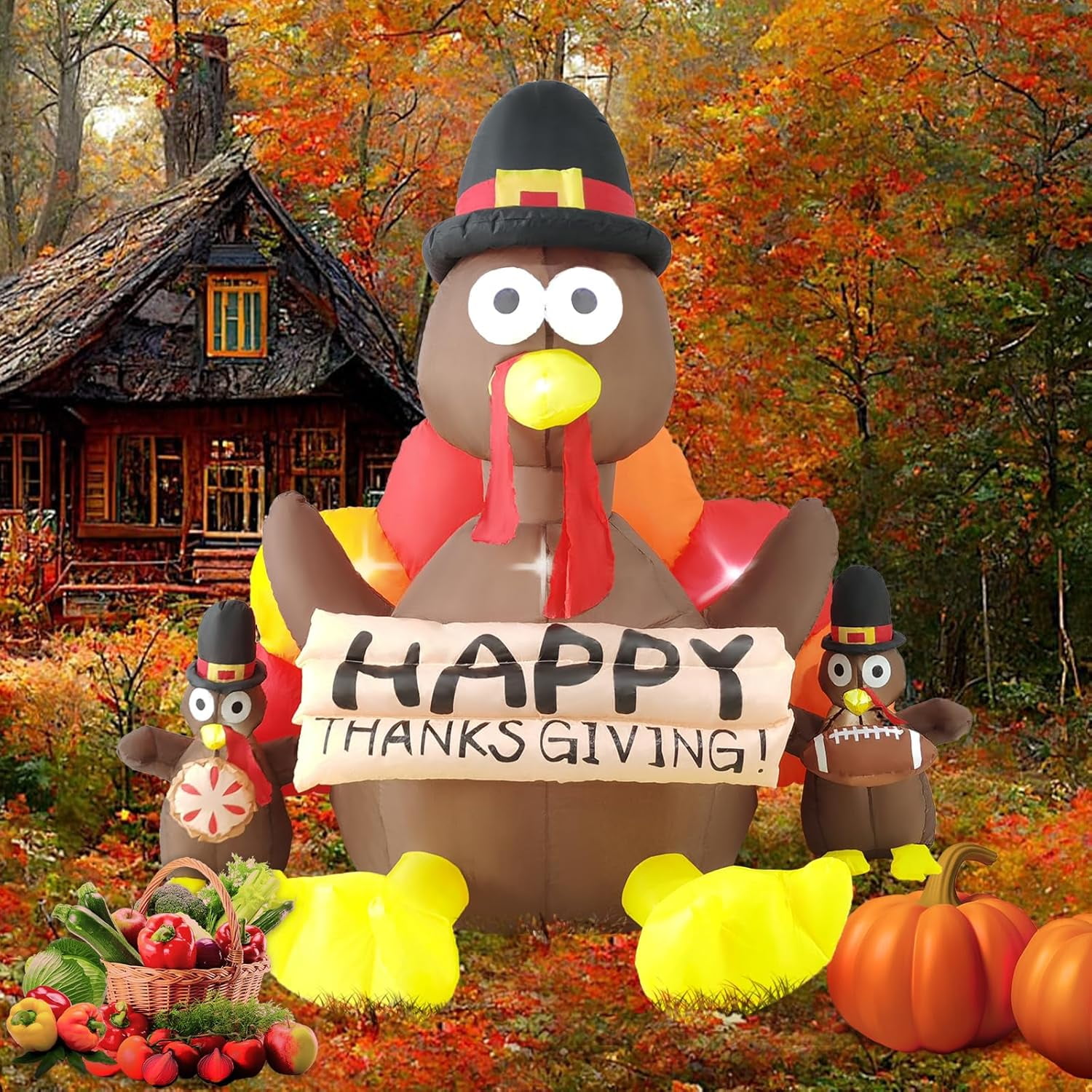 Thanksgiving Inflatables, 6FT Inflatable Turkey Thanksgiving Outdoor ...