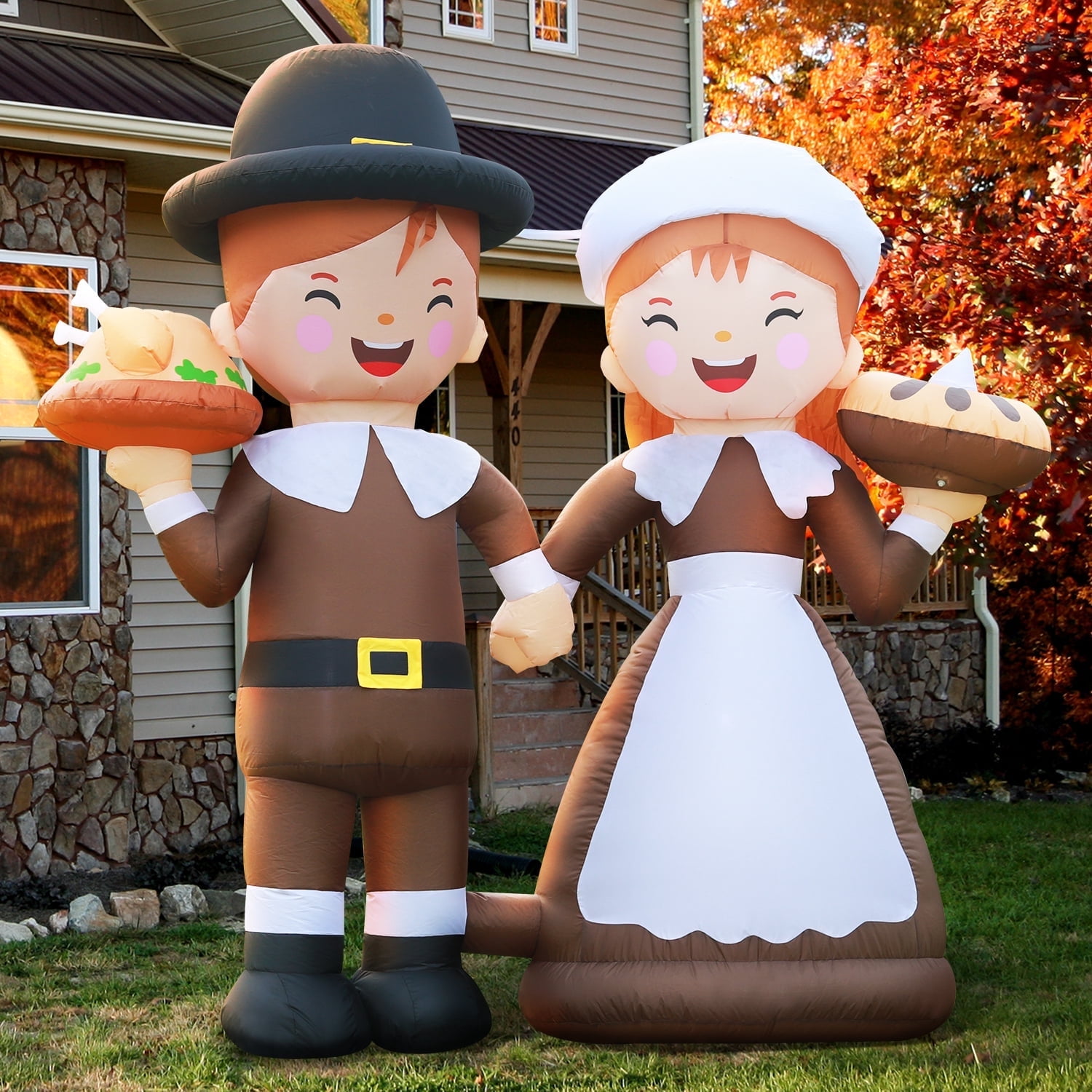 DeeKom 6' Thanksgiving Inflatables Pilgrims Decorations, Blow up ...