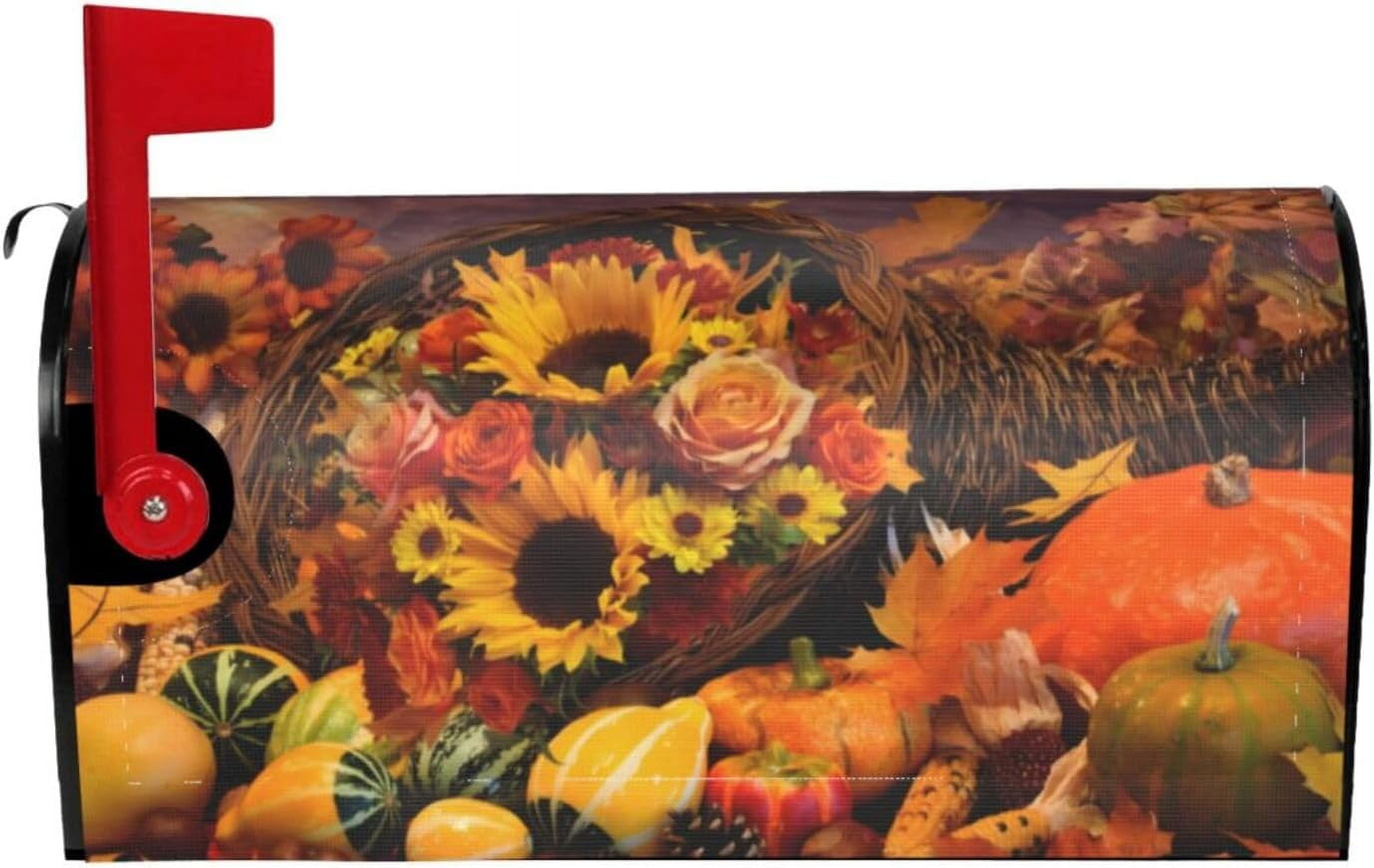 Thanksgiving Mailbox Cover Autumn Pumpkin, Fall Waterproof Bounty ...
