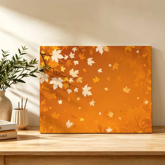 Thanksgiving Maple Leaf Canvas Wall Art, Fall Country Rustic Orange ...