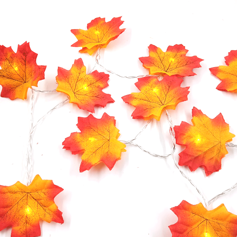 Thanksgiving Maple Leaves String Lights, 10ft 20 LED Battery Operated ...