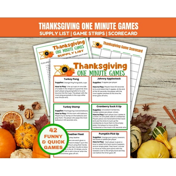 Thanksgiving Minute to Win It Games, Fun Fall Dinner Challenges ...