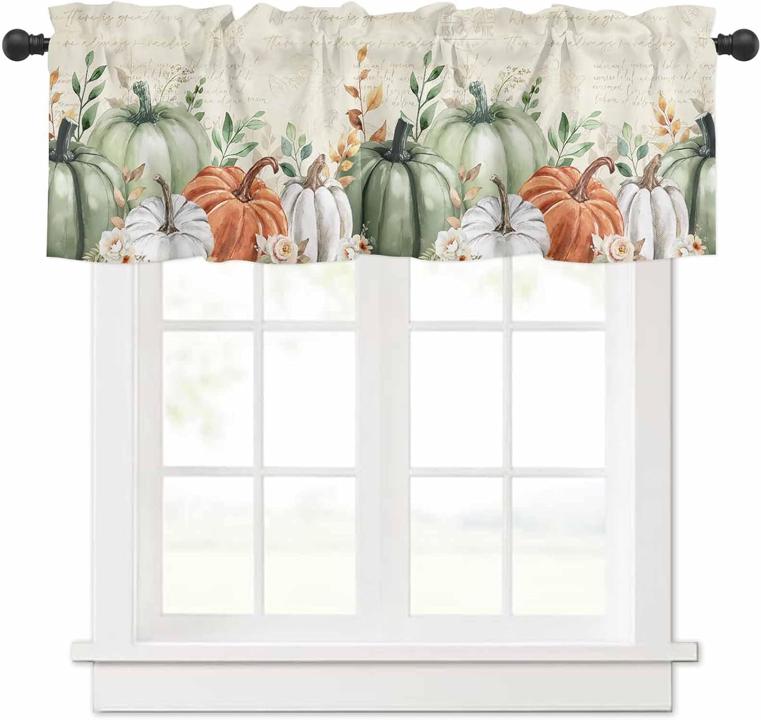 Thanksgiving Orange Pumpkins Kitchen Valance for Window,Fall Pumpkin ...
