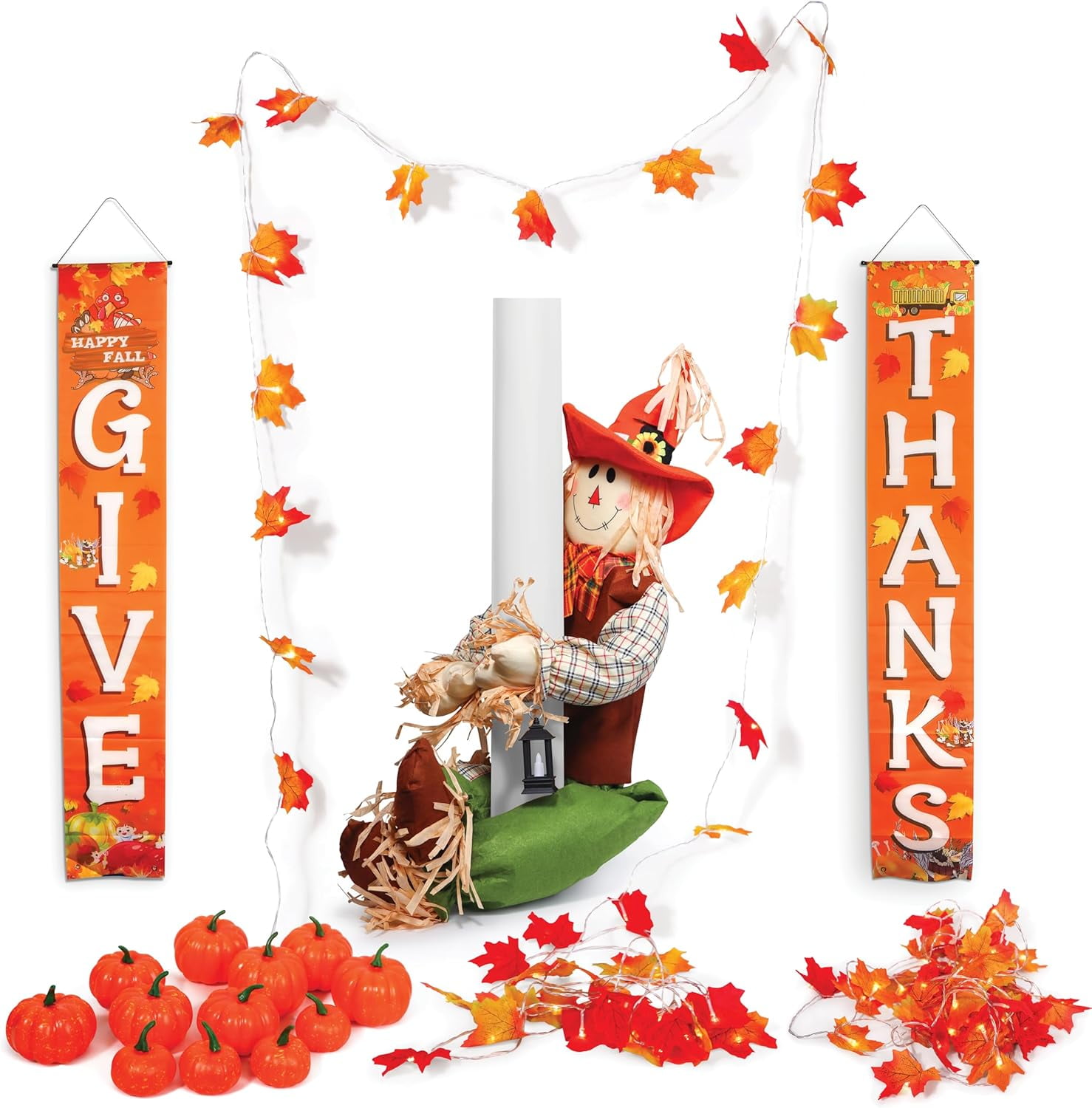 Thanksgiving Outdoor Decorations, Includes - Tree Hugging Scarecrow ...