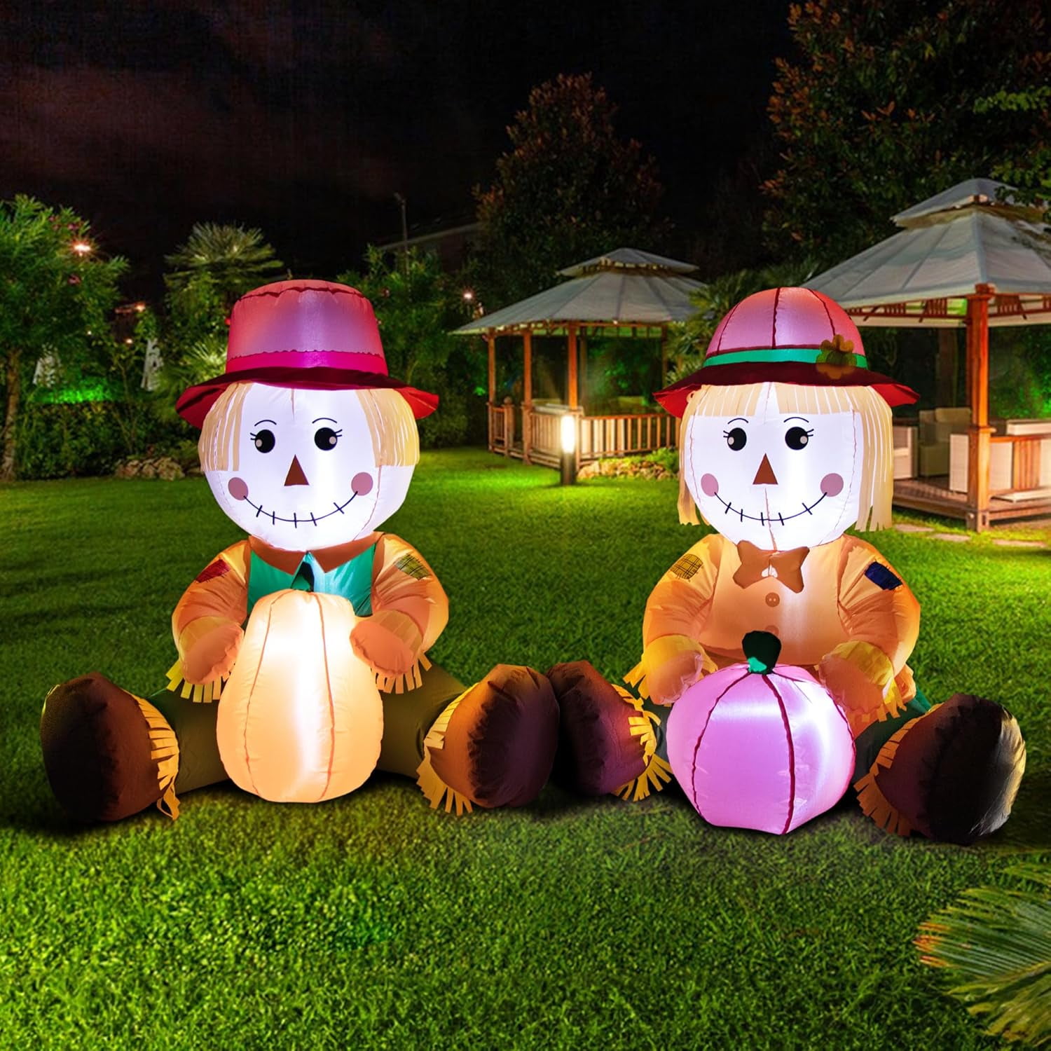 Thanksgiving Outdoor Inflatable Decorations, Adorable Boy & Girl ...