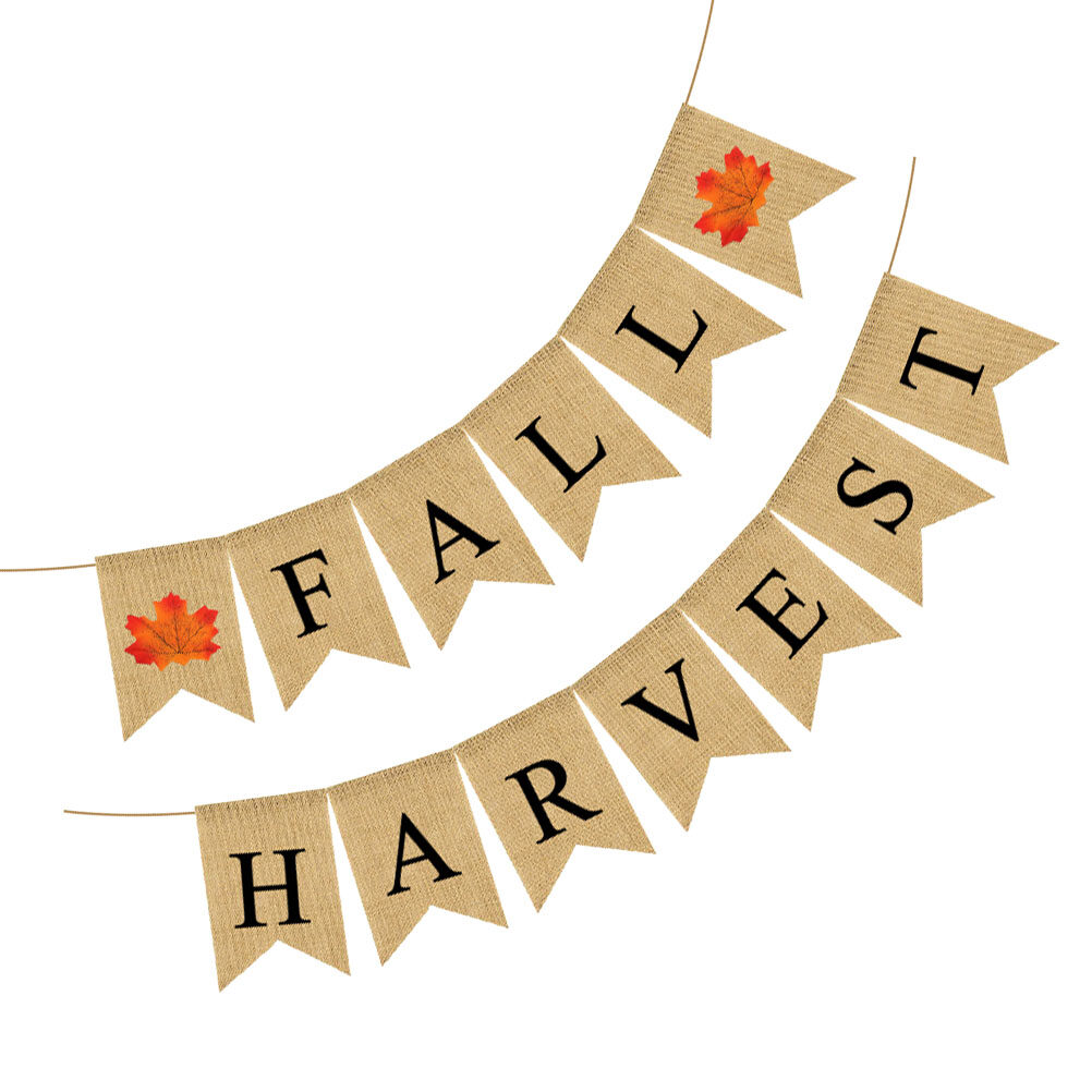 Thanksgiving Party Banner Fall Burlap Swallowtail Garland Bunting Linen ...