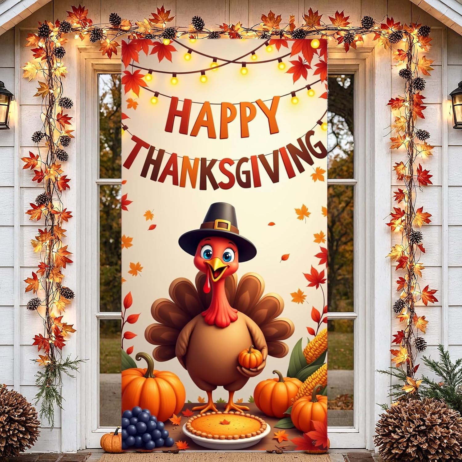 Thanksgiving Party Decorations Door Cover, Happy Thanksgiving Front ...