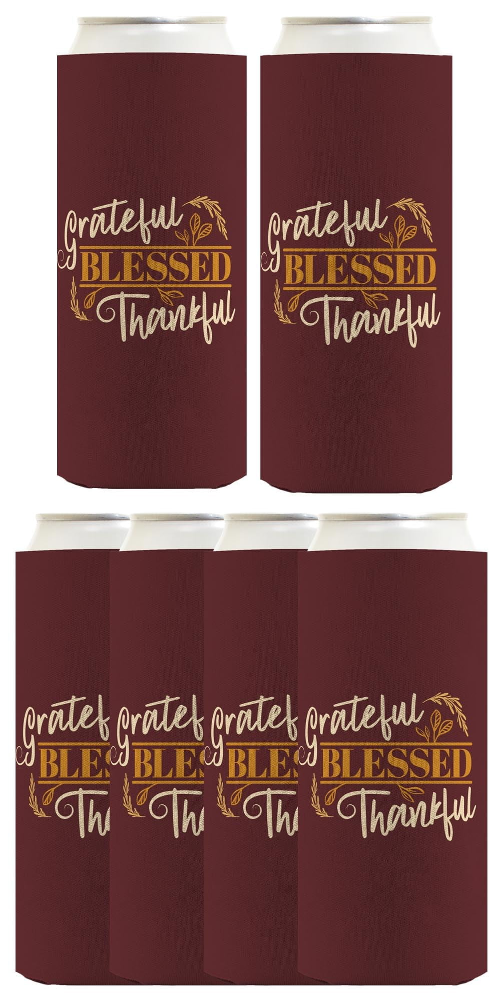 Thanksgiving Party Decorations Grateful Blessed Thankful Fall Theme Word Art 6-Pack Ultra Slim ...