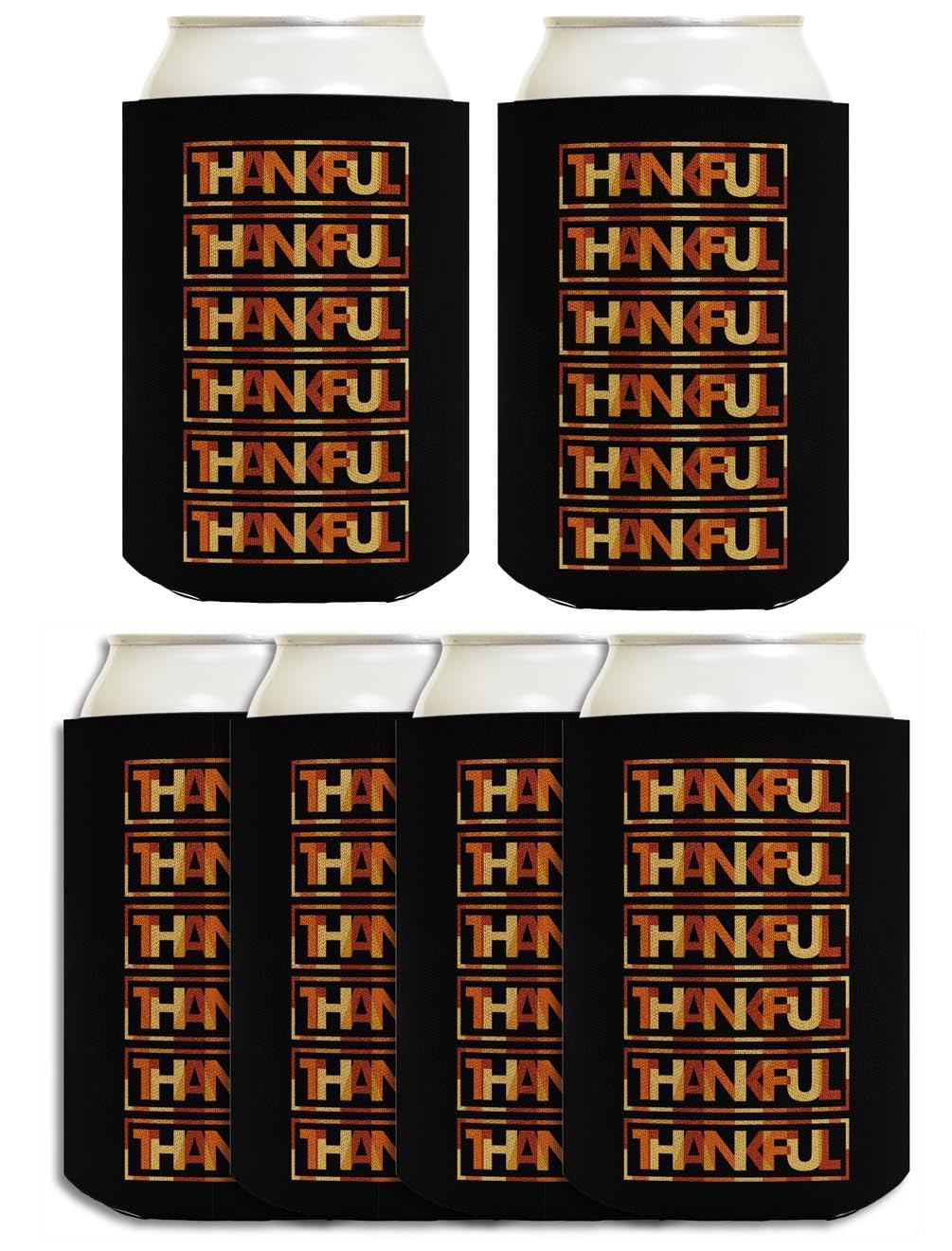 Thanksgiving Party Decorations Thankful Fall Colors Word Art 6-Pack Can ...