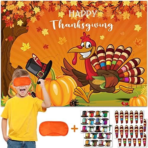 Thanksgiving Party Games Pin The Tails Hat on The Turkey and Pumpkin ...