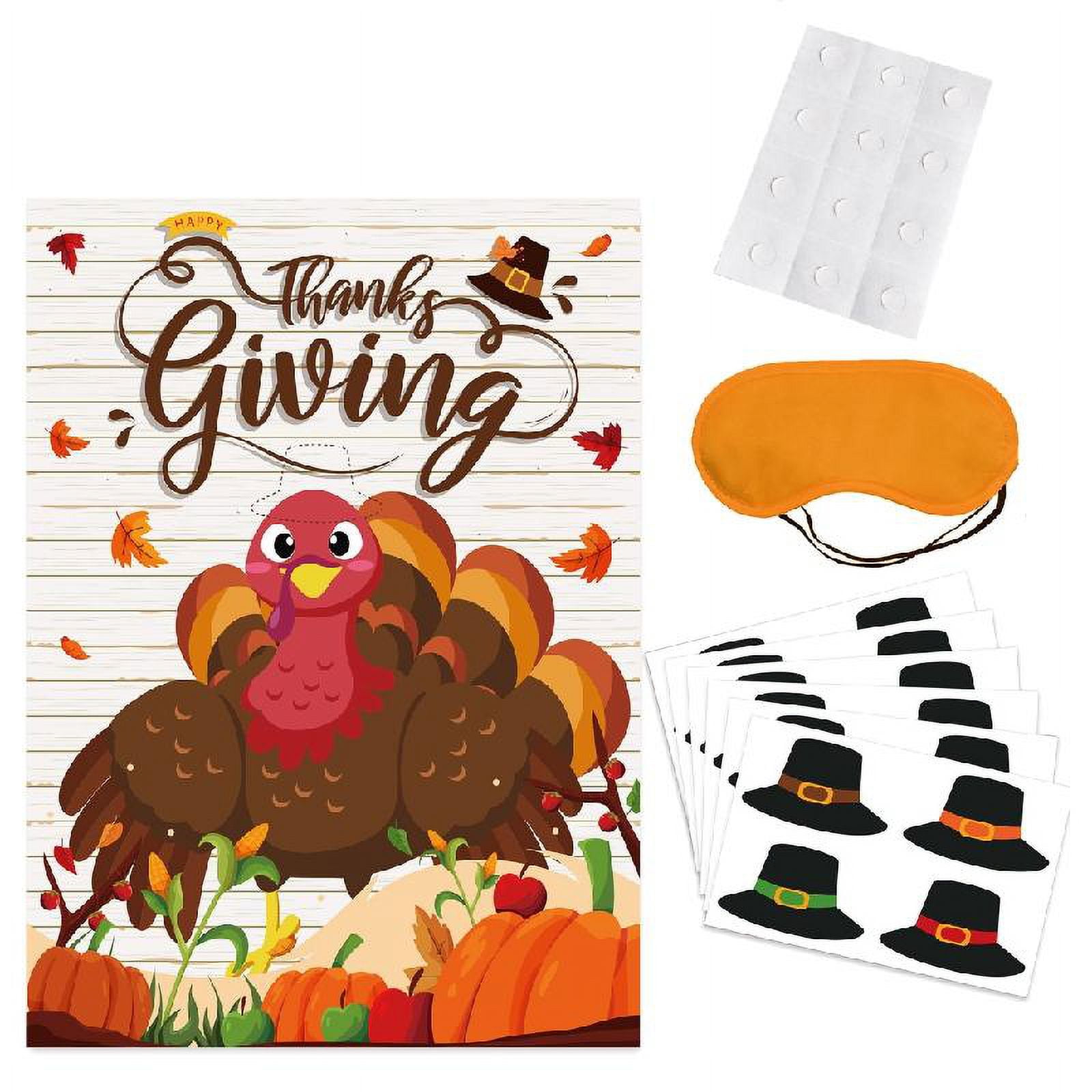 Thanksgiving Party Games for Kids Toddlers 24pcs Hat Stickers DIY ...