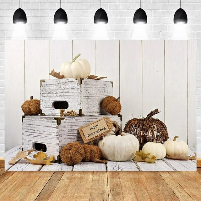Thanksgiving Photography Background Wooden Box Pumpkin Decoration ...
