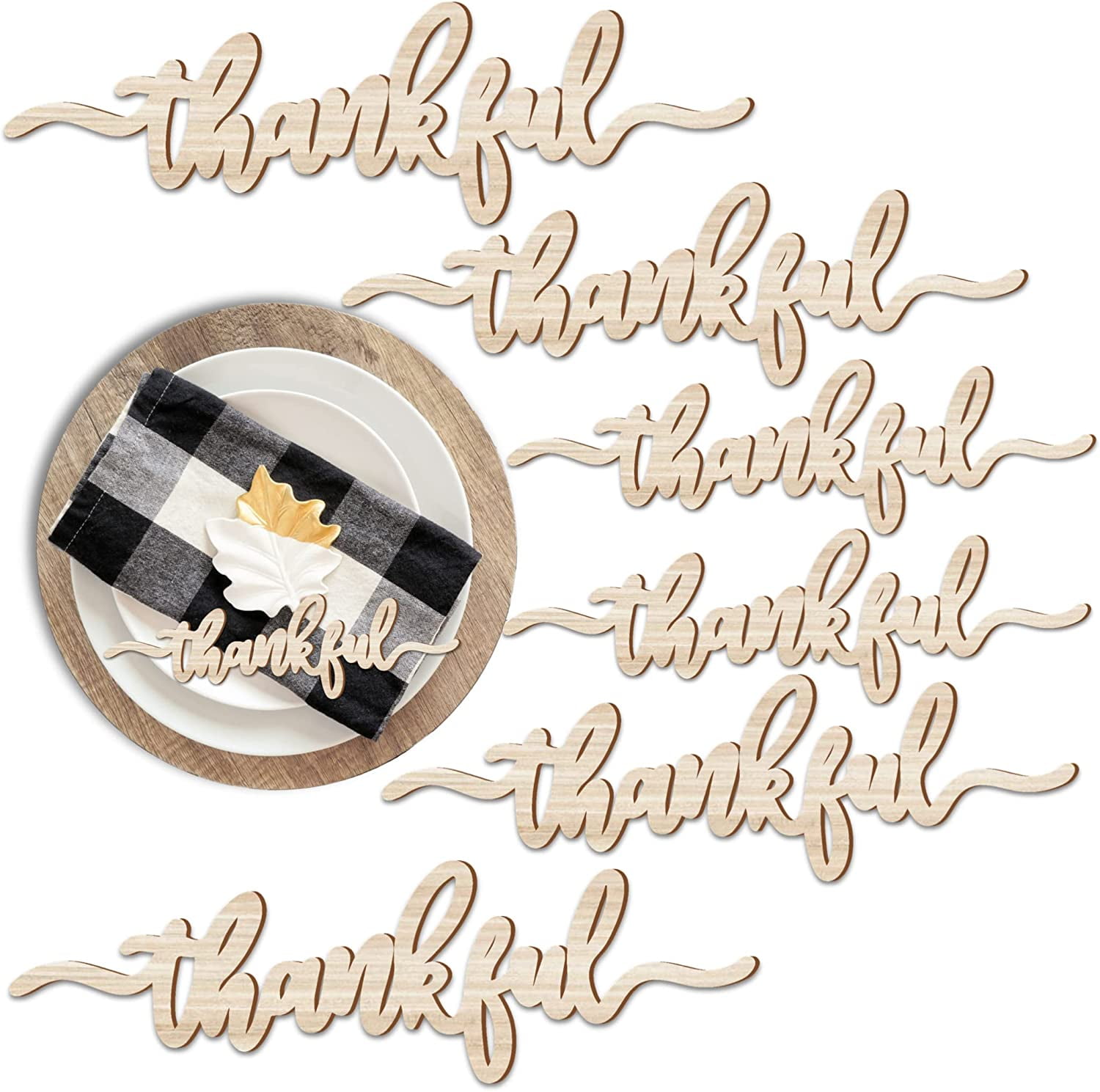 Thanksgiving Place Blessed, Thankful, Grateful Wood Signs Fall Dining ...