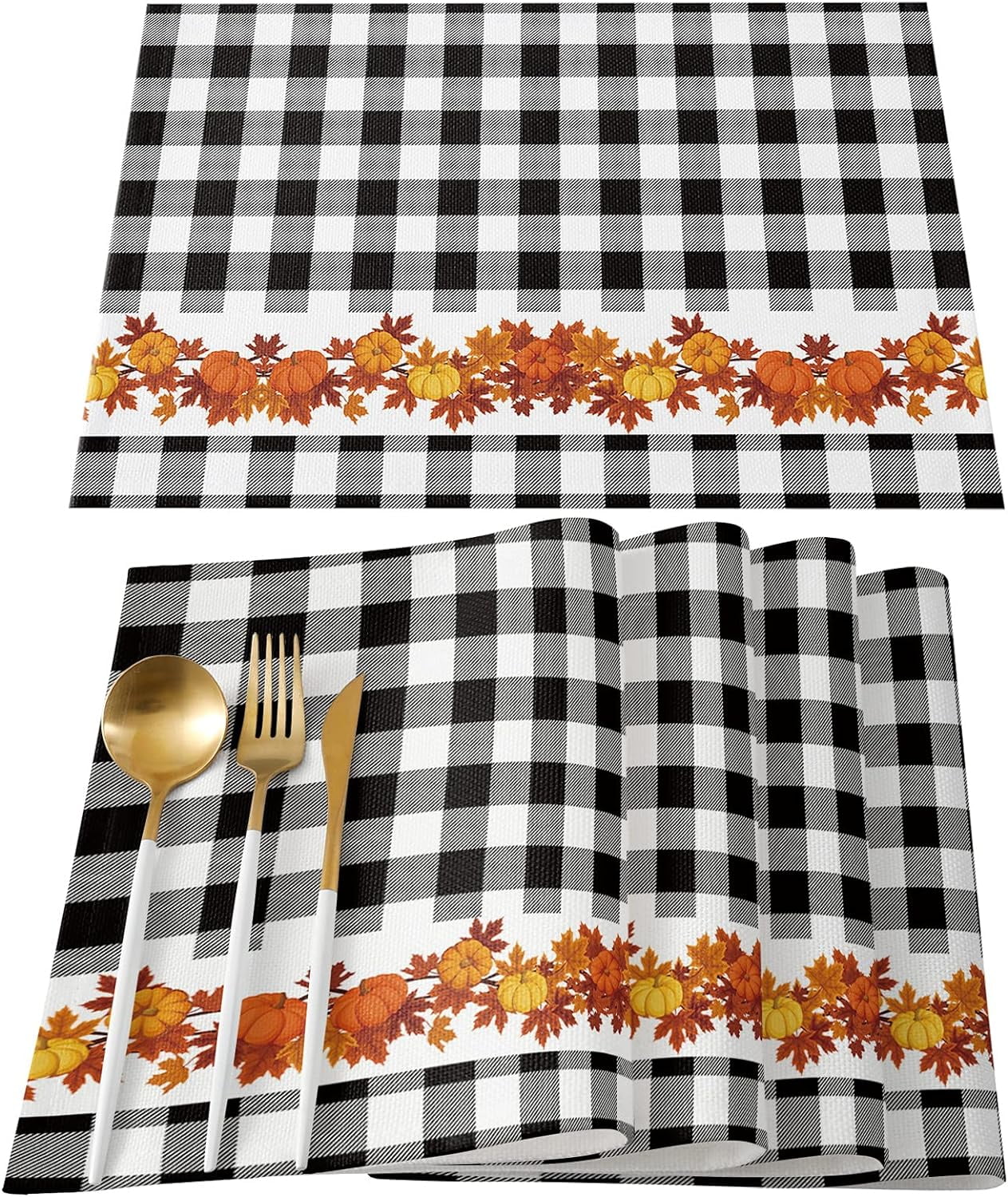 Thanksgiving Placemats Set of 6,Cotton Linen Heat Resistant Table Mats ...