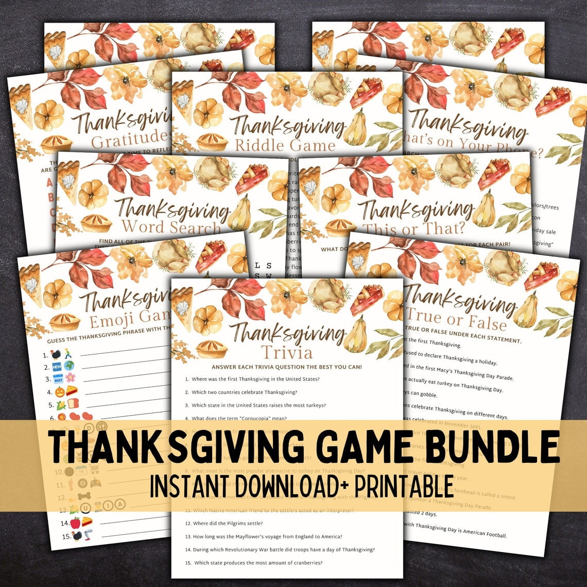 Thanksgiving Printable Games, Thanksgiving Games Bundle, Thanksgiving ...