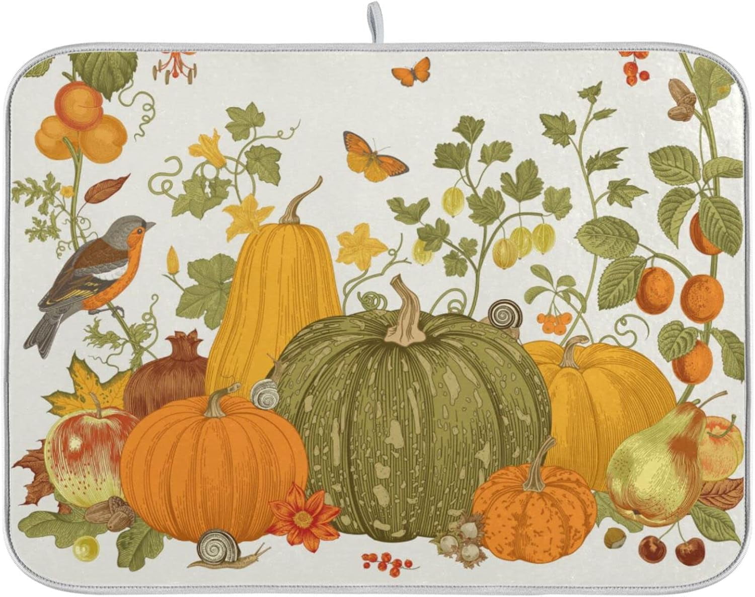 Thanksgiving Pumpkin Leaf Kitchen Dish Drainer Mat Dryer 16 x 18 ...