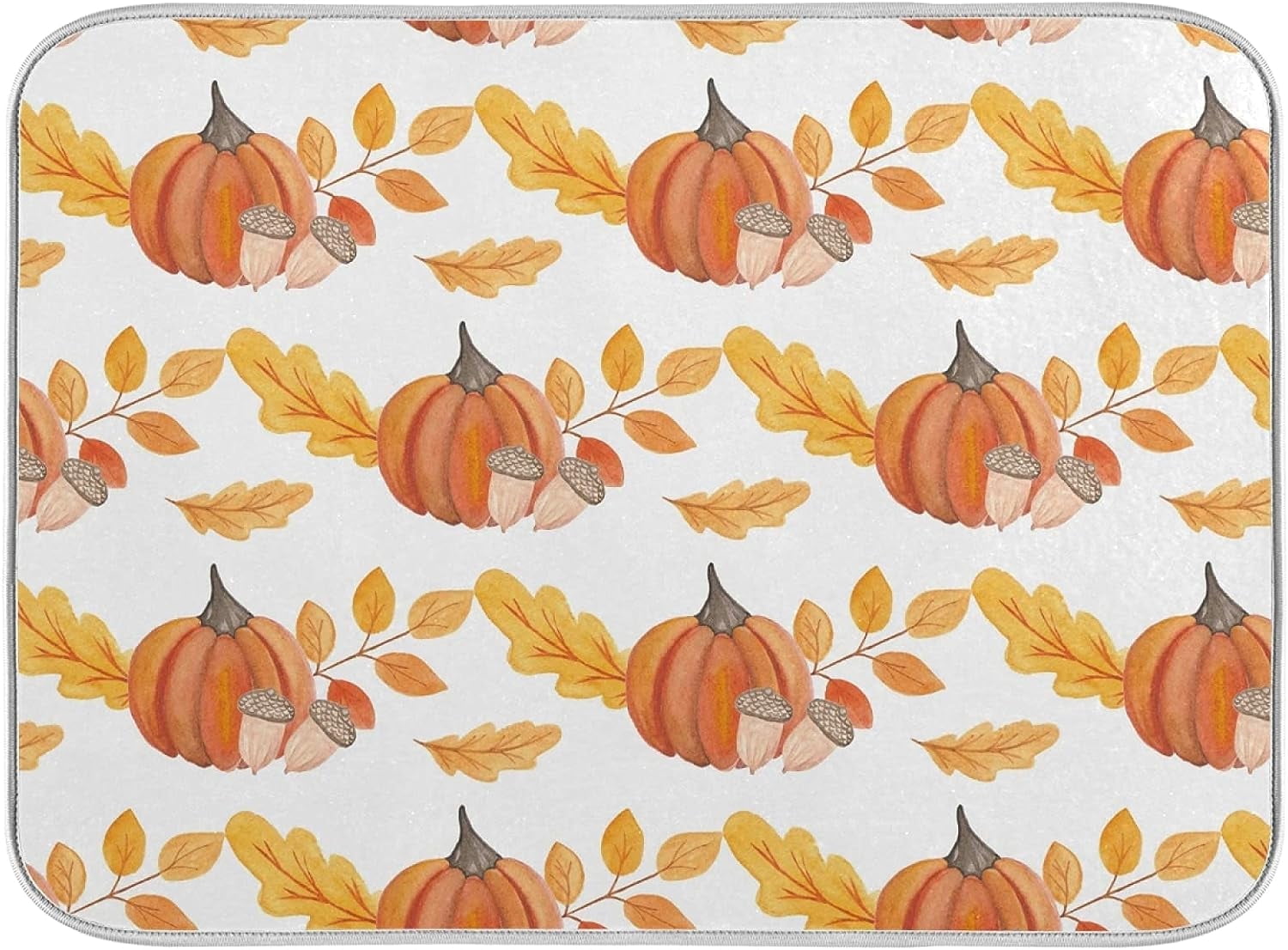 Thanksgiving Pumpkin Leaves Dish Drying Mat for Kitchen Counter 16 x 18 ...