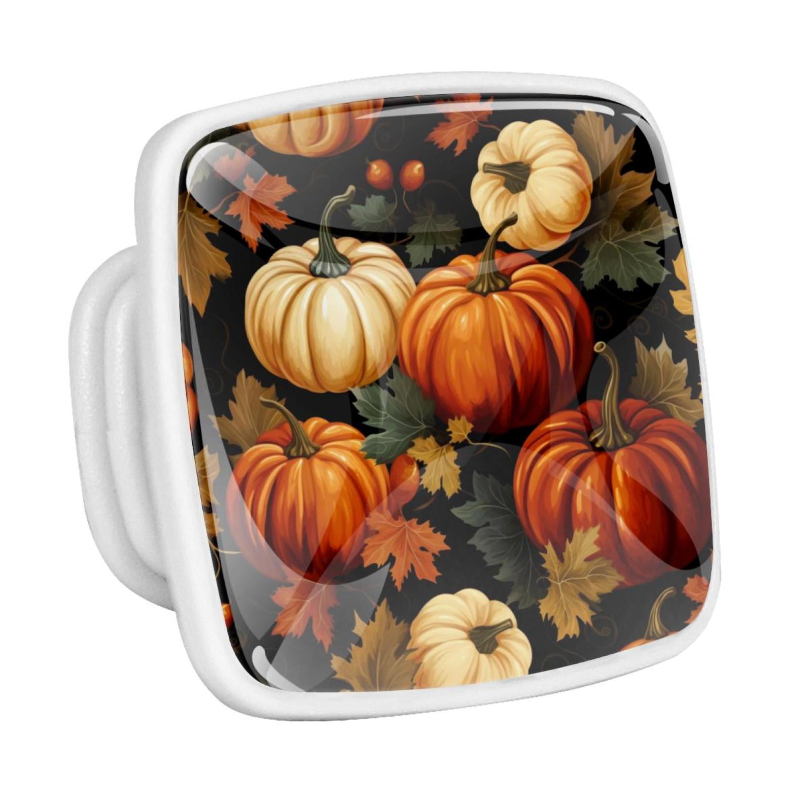 Thanksgiving Pumpkin Leaves Fluorescent Drawer Pulls with Screws Square ...