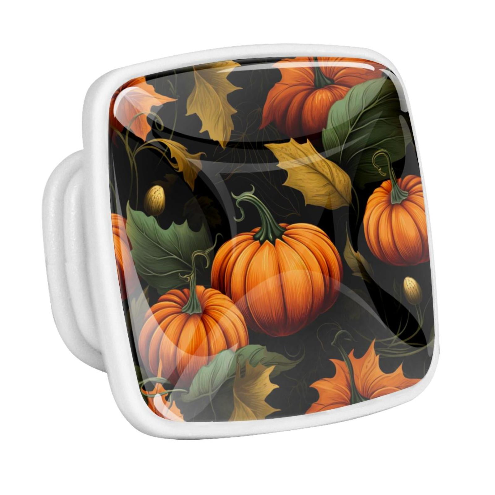 Thanksgiving Pumpkin Leaves Fluorescent Drawer Pulls with Screws Square ...