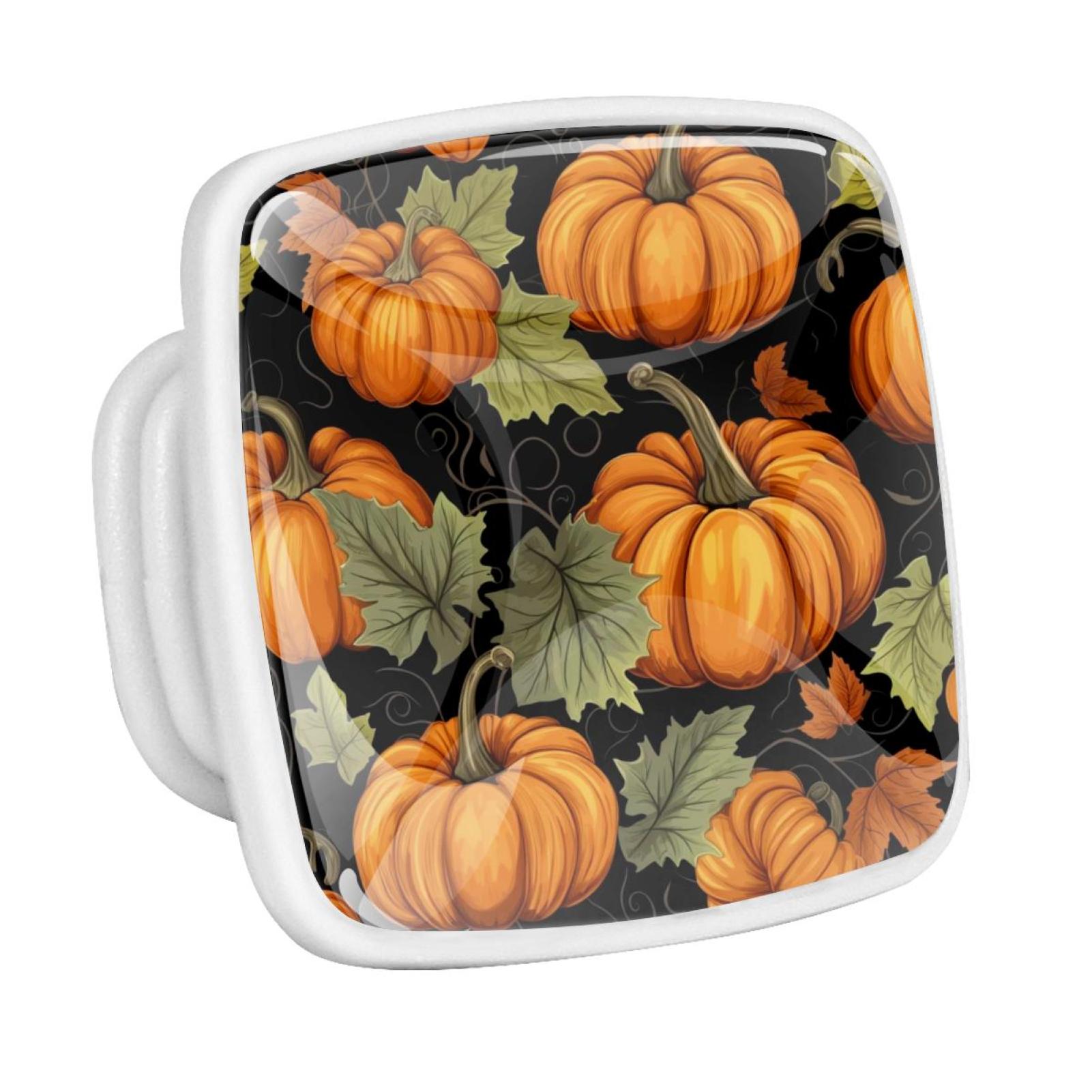 Thanksgiving Pumpkin Leaves Fluorescent Drawer Pulls with Screws Square ...