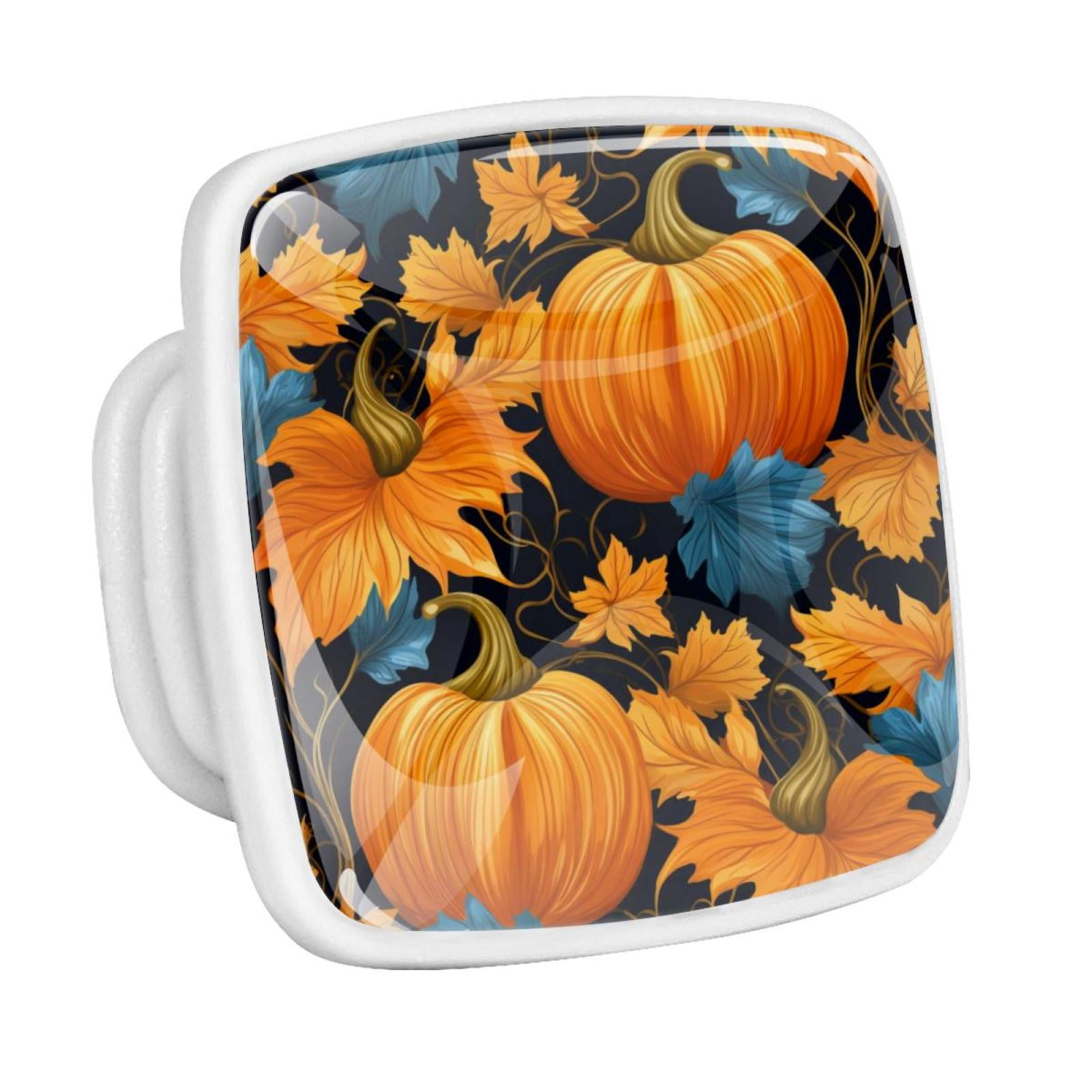Thanksgiving Pumpkin Leaves Fluorescent Drawer Pulls with Screws Square ...