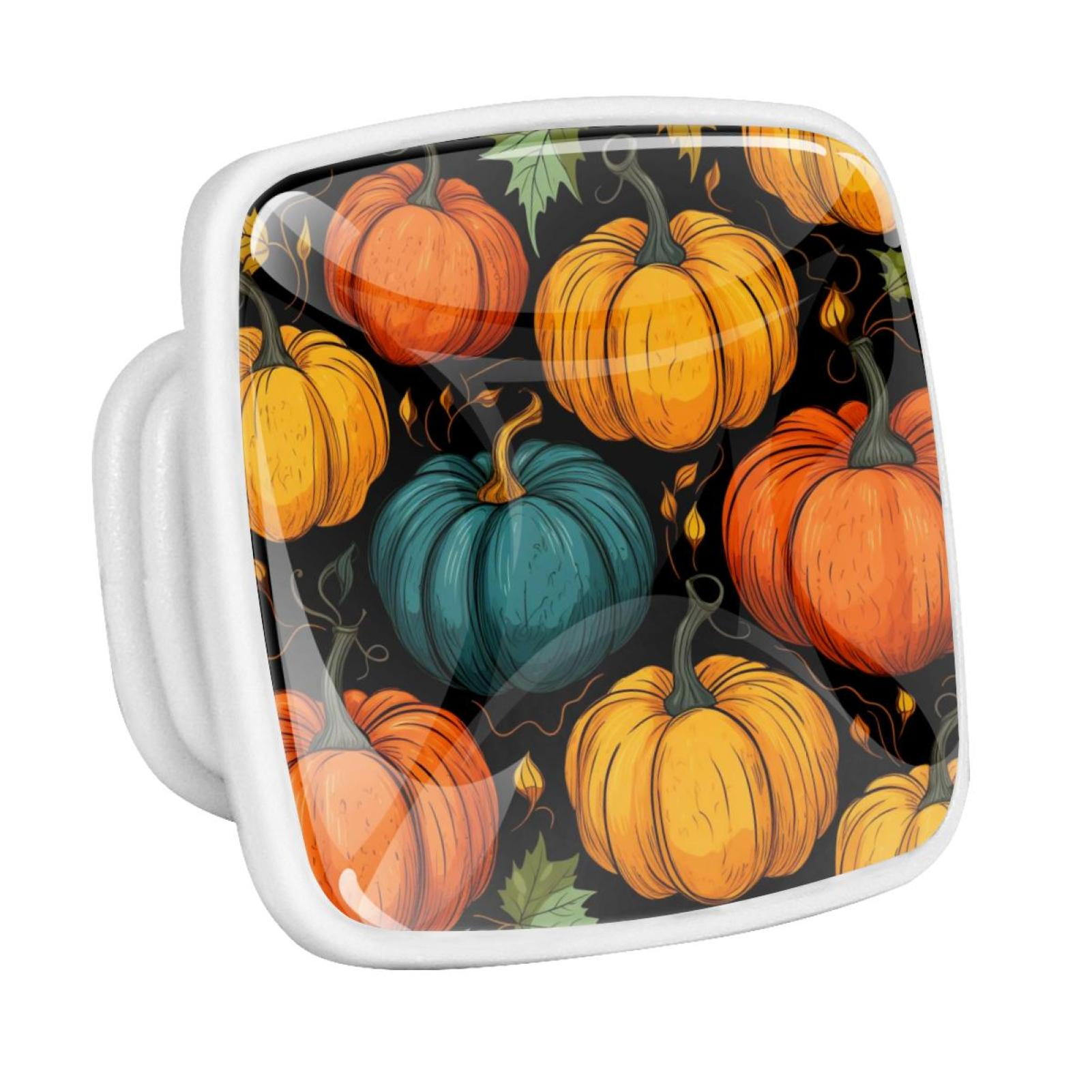 Thanksgiving Pumpkin Leaves Fluorescent Drawer Pulls with Screws Square ...