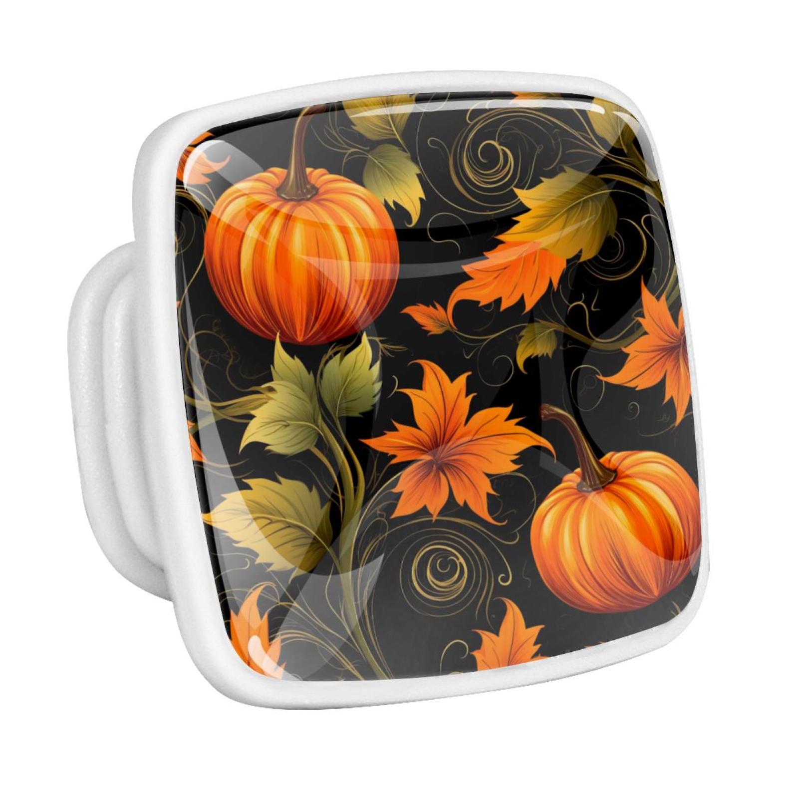 Thanksgiving Pumpkin Leaves Fluorescent Drawer Pulls with Screws Square ...
