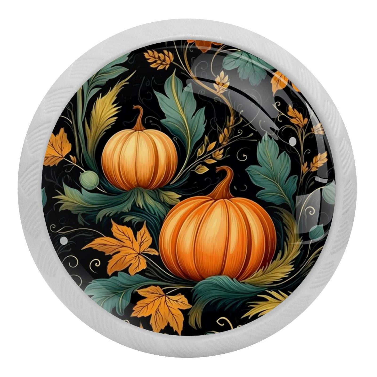Thanksgiving Pumpkin Leaves Pattern 4PCS Cabinet Knobs Pulls ...