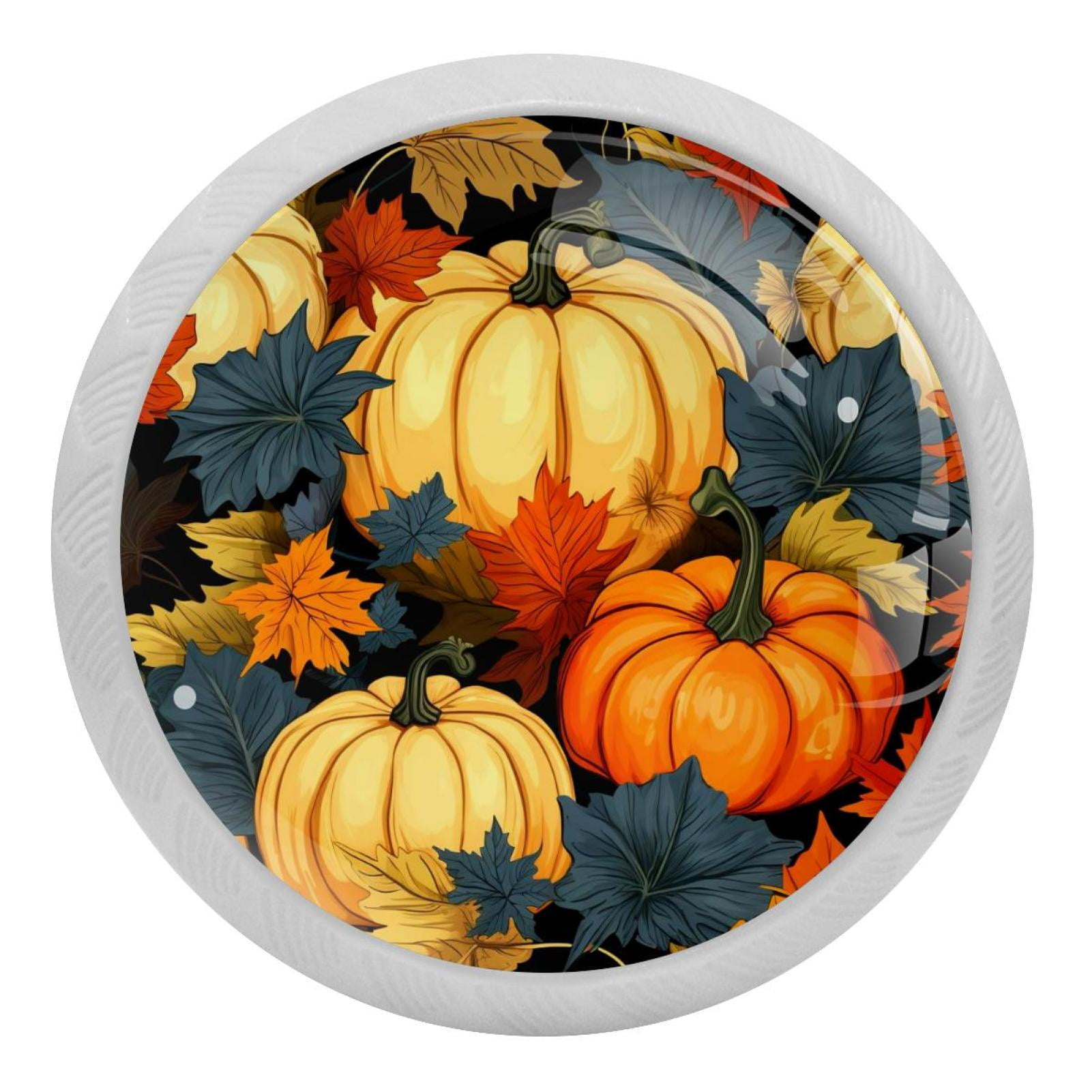 Thanksgiving Pumpkin Leaves Pattern 4PCS Cabinet Knobs Pulls ...