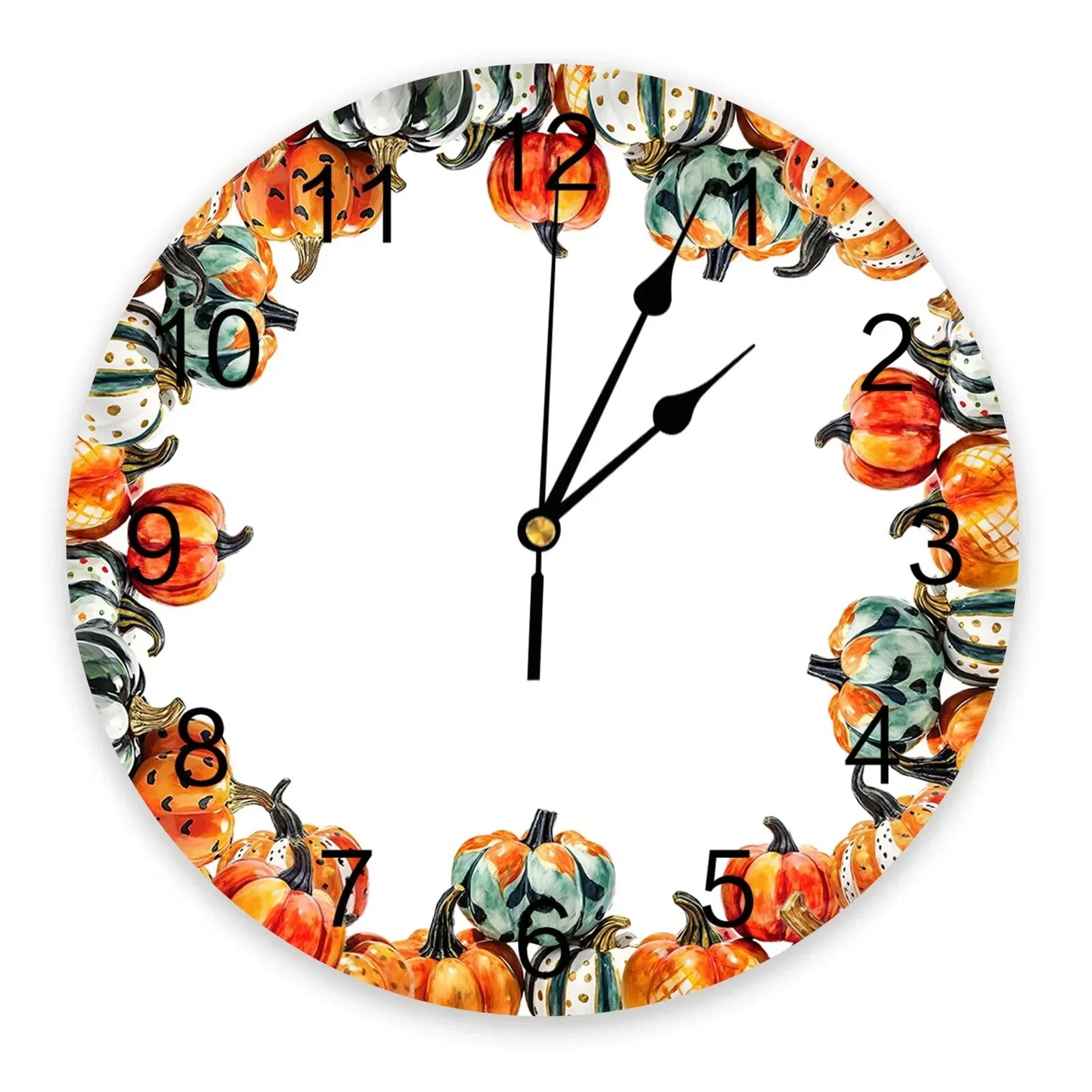 Thanksgiving Pumpkin Oil Painting Wall Clock Large Modern Kitchen ...