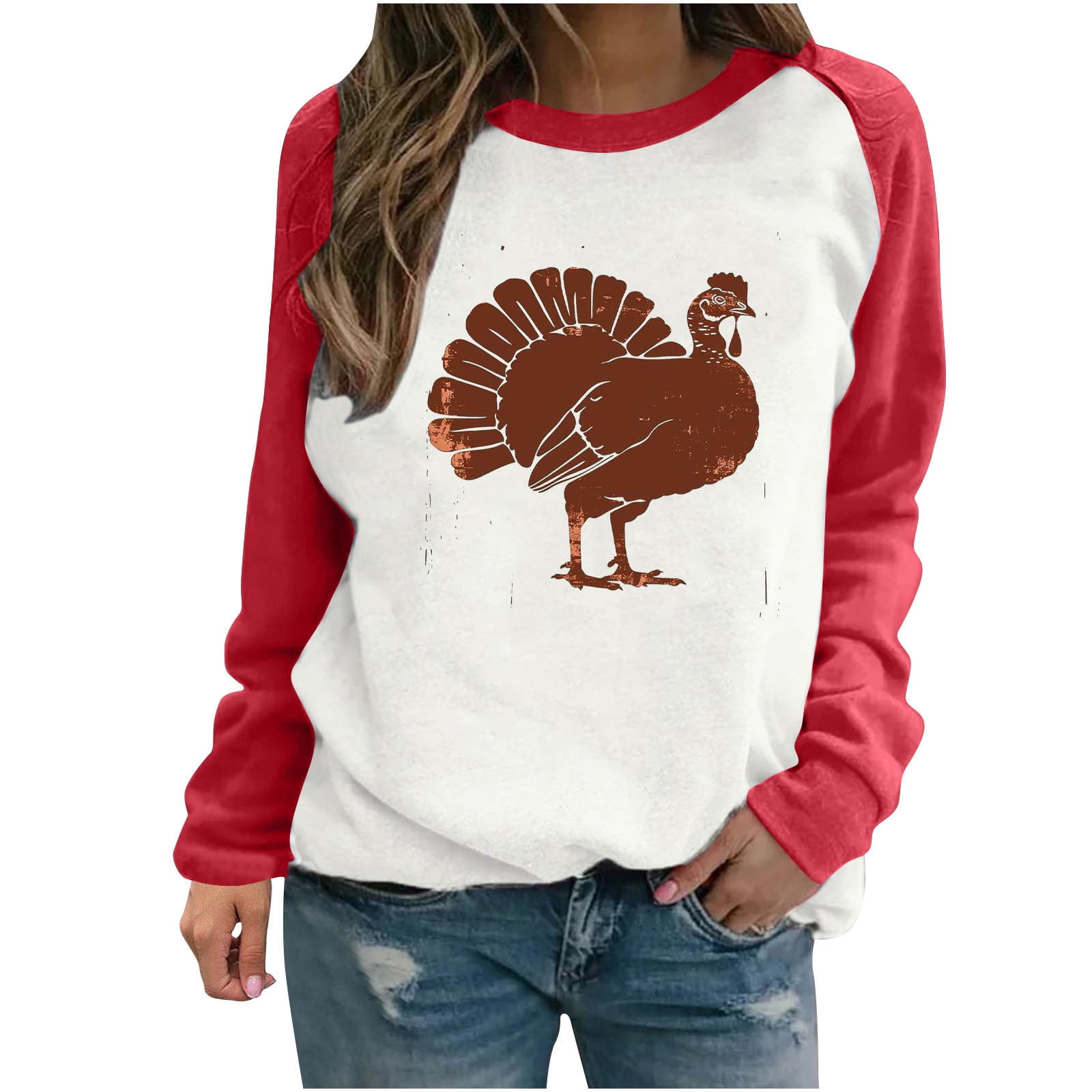Raeneomay Long Sleeve Shirts for Women Ladies' Fashion Thanksgiving ...