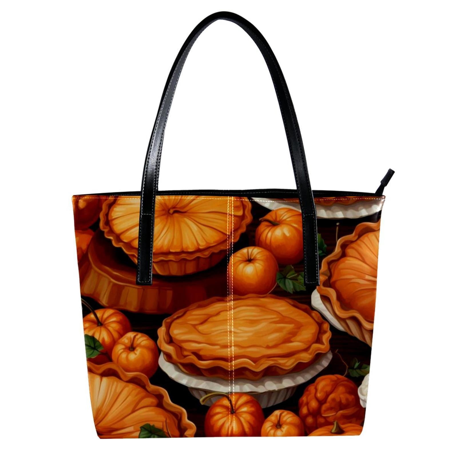 Thanksgiving Pumpkin Pie Leather Stitching Handbag High Quality Fashion ...