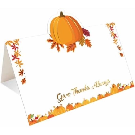 Thanksgiving Pumpkin Place Cards Gold Foil Fall Tent Cards for Autumn ...