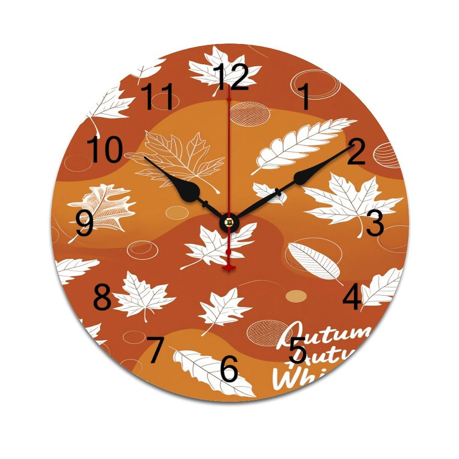 Thanksgiving Pumpkins Fall Leaves Word Saying Big Wall Clock Home Decor ...
