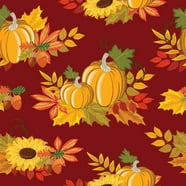 Fall Autumn Thanksgiving Pumpkins and Leaves on Black 100% Cotton ...