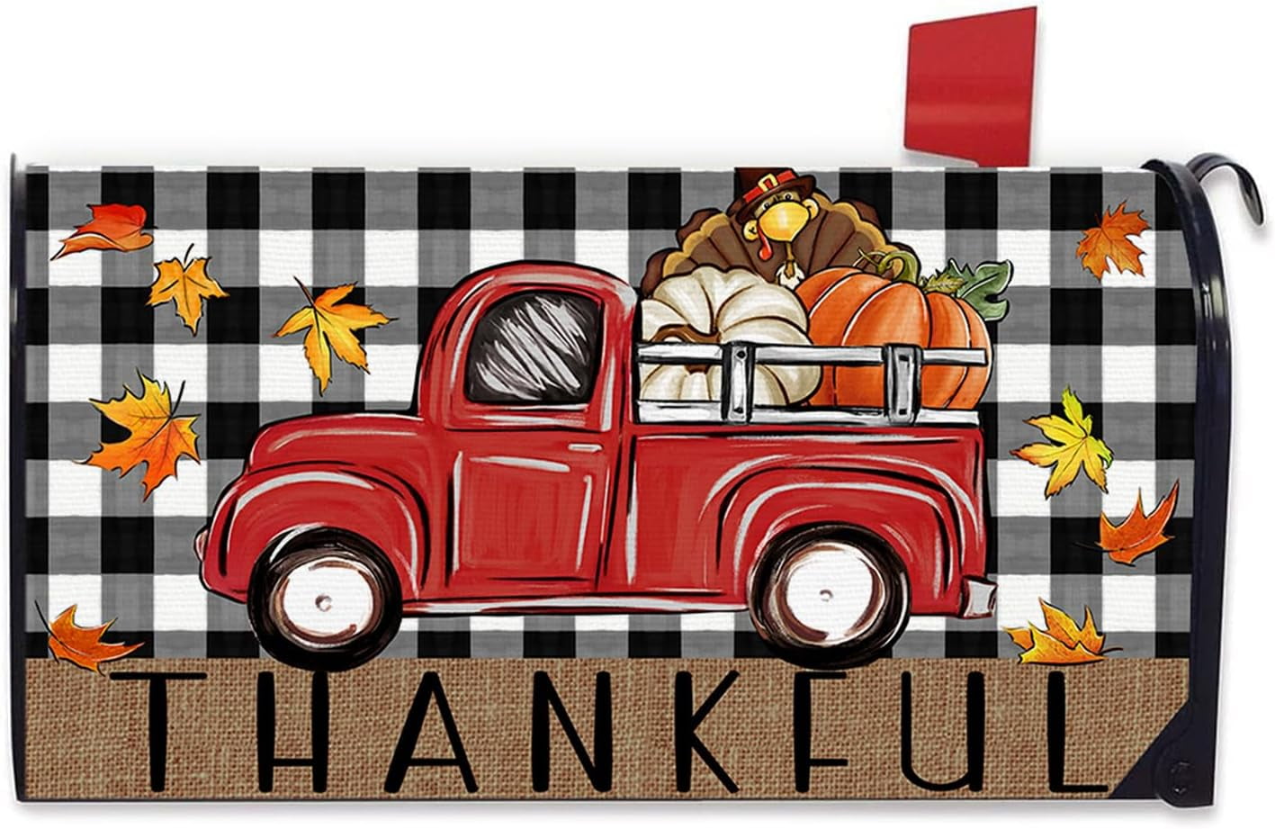 Thanksgiving Red Truck Mailbox Cover Magnetic Standard Size 21" x 18 ...