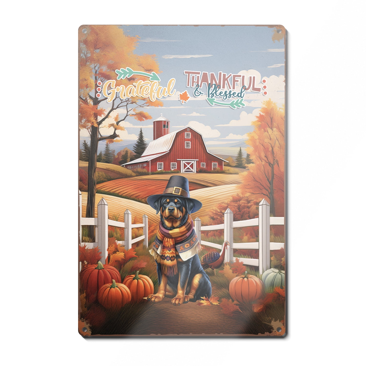 Thanksgiving Rottweiler Pilgrim Grateful, Thankful, Blessed Fall ...