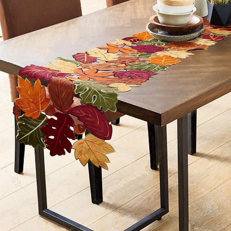 Thanksgiving Runner, Fall Leaf Table Runner for Autumn Home Decorations ...