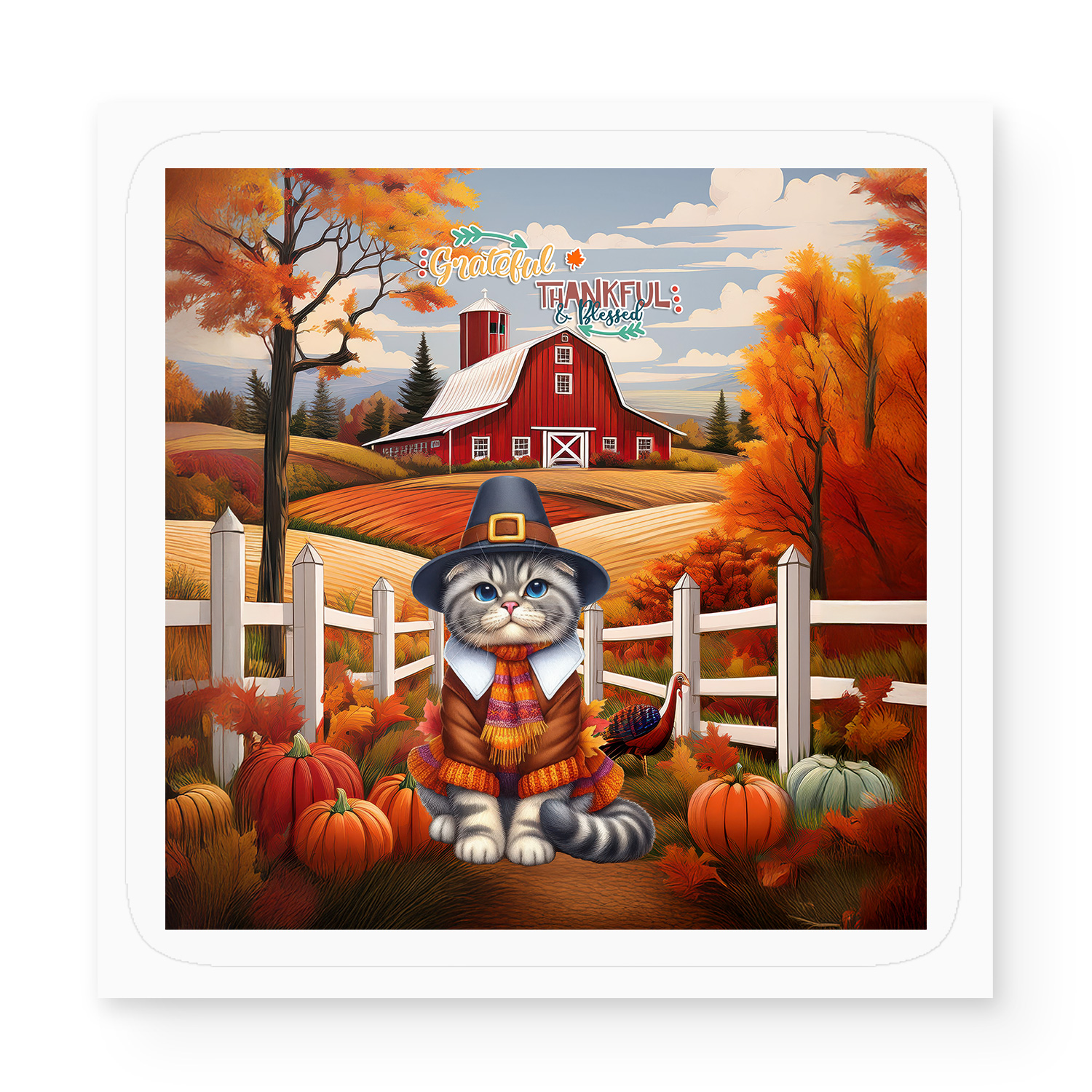 Thanksgiving Scottish Fold Pilgrim Grateful, Thankful, Blessed Fall ...