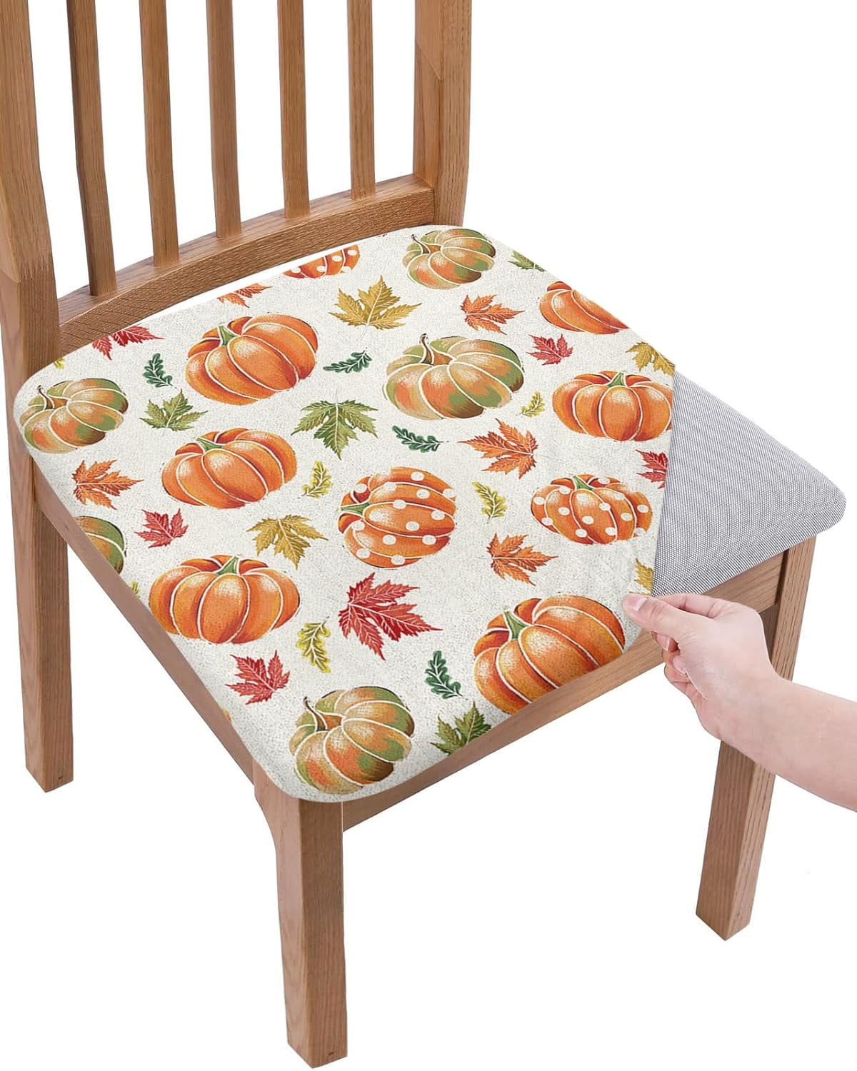 Thanksgiving Seat Covers for Dining Room Chairs Set of 4, Fall Orange ...