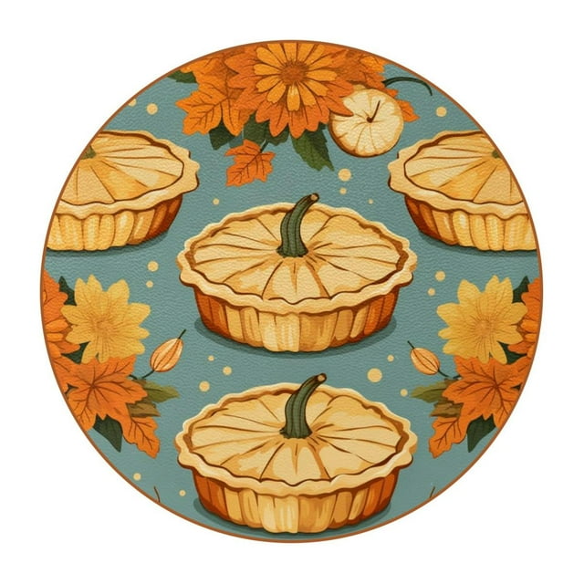 Thanksgiving Set of 6 Cool Round Microfiber Leather Coasters, 11x11 cm ...