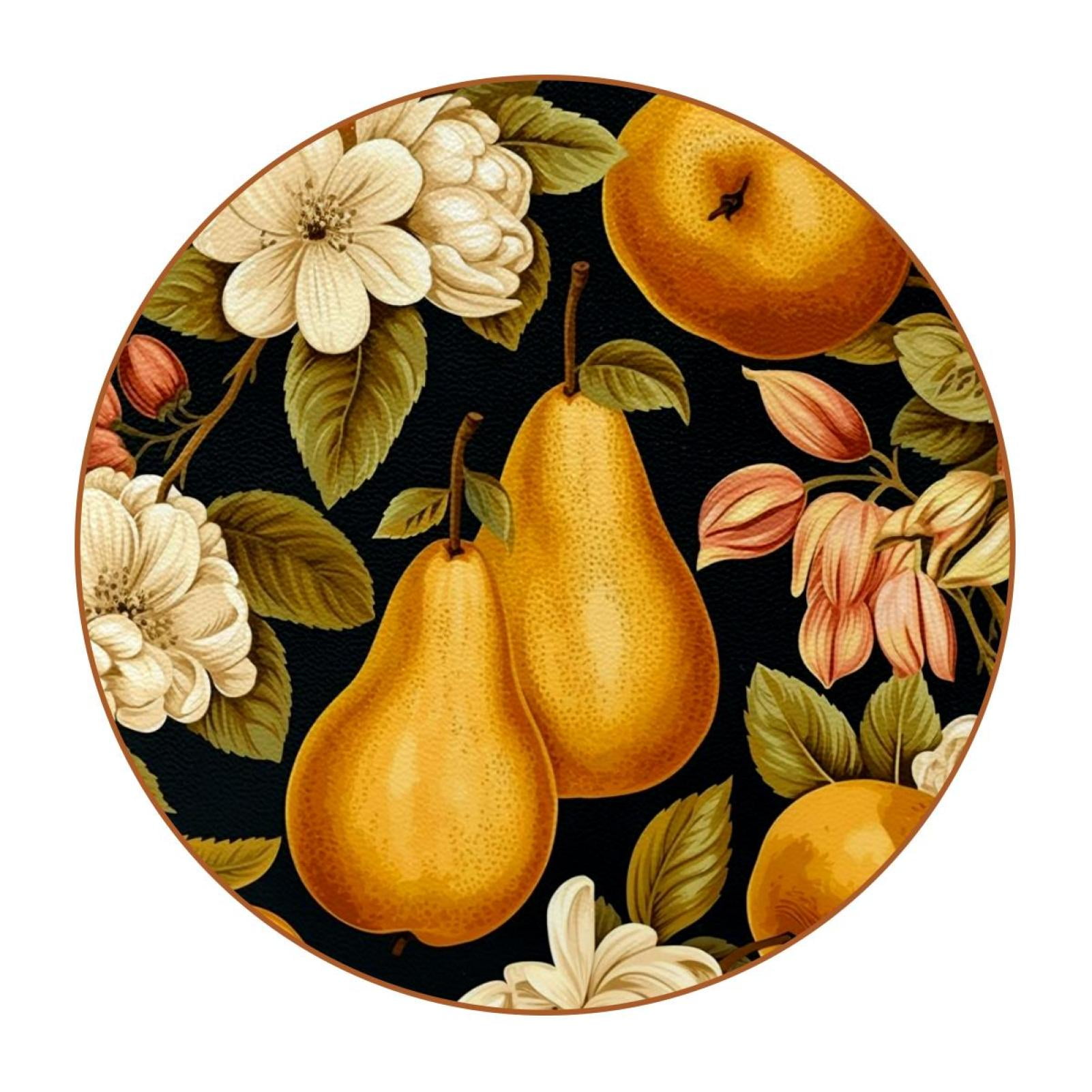 Thanksgiving Set of 6 Round Microfiber Leather Coasters, 11x11 cm/4.3x4 ...