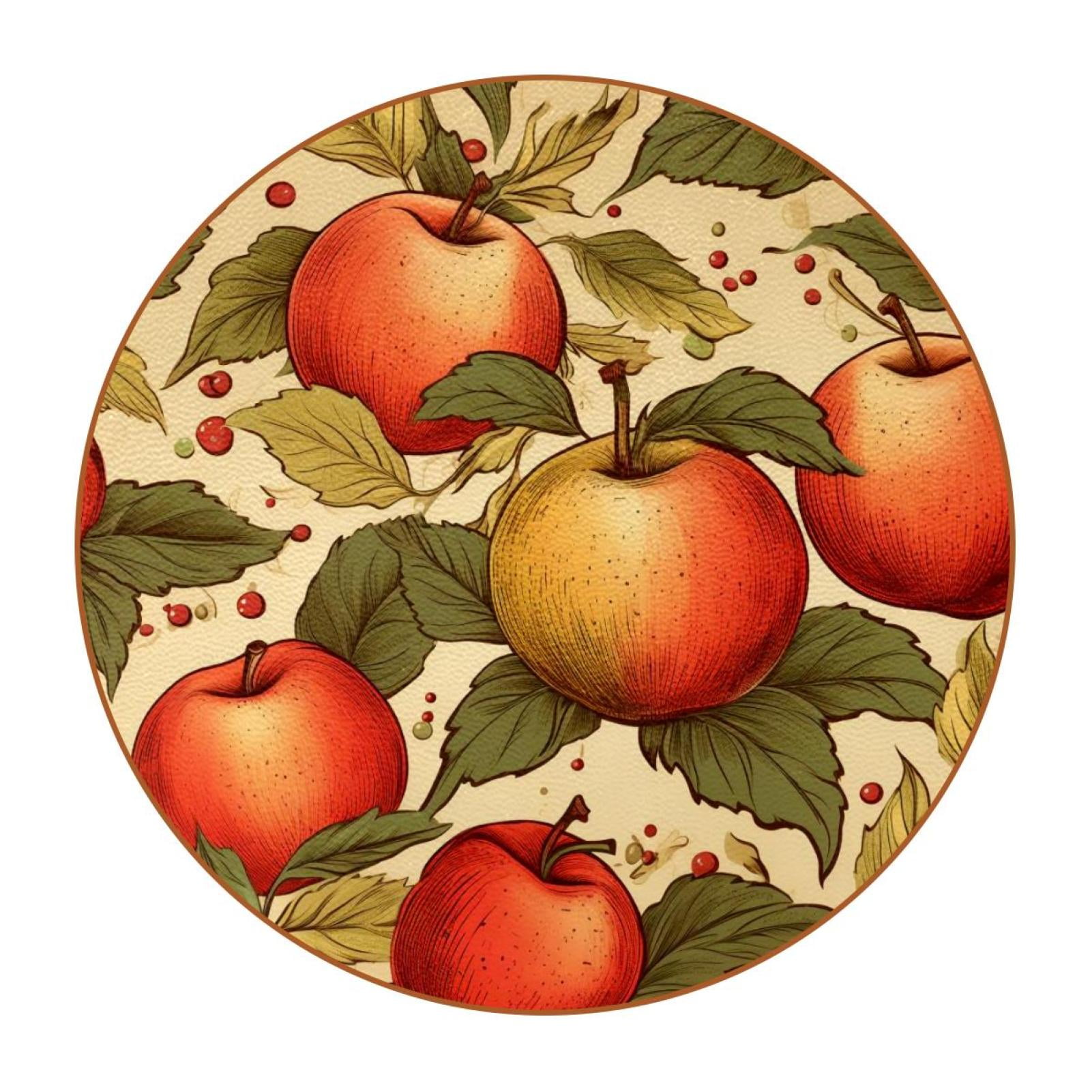 Thanksgiving Set of 6 Round Microfiber Leather Coasters, 11x11 cm/4.3x4 ...