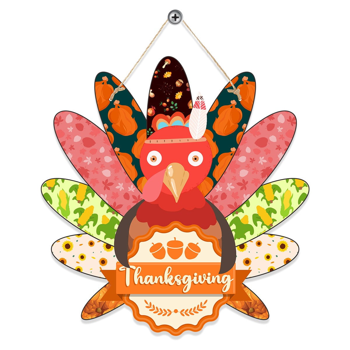 Thanksgiving Signs Door Decorations, Wood Turkey Hanging Sign, Fall ...