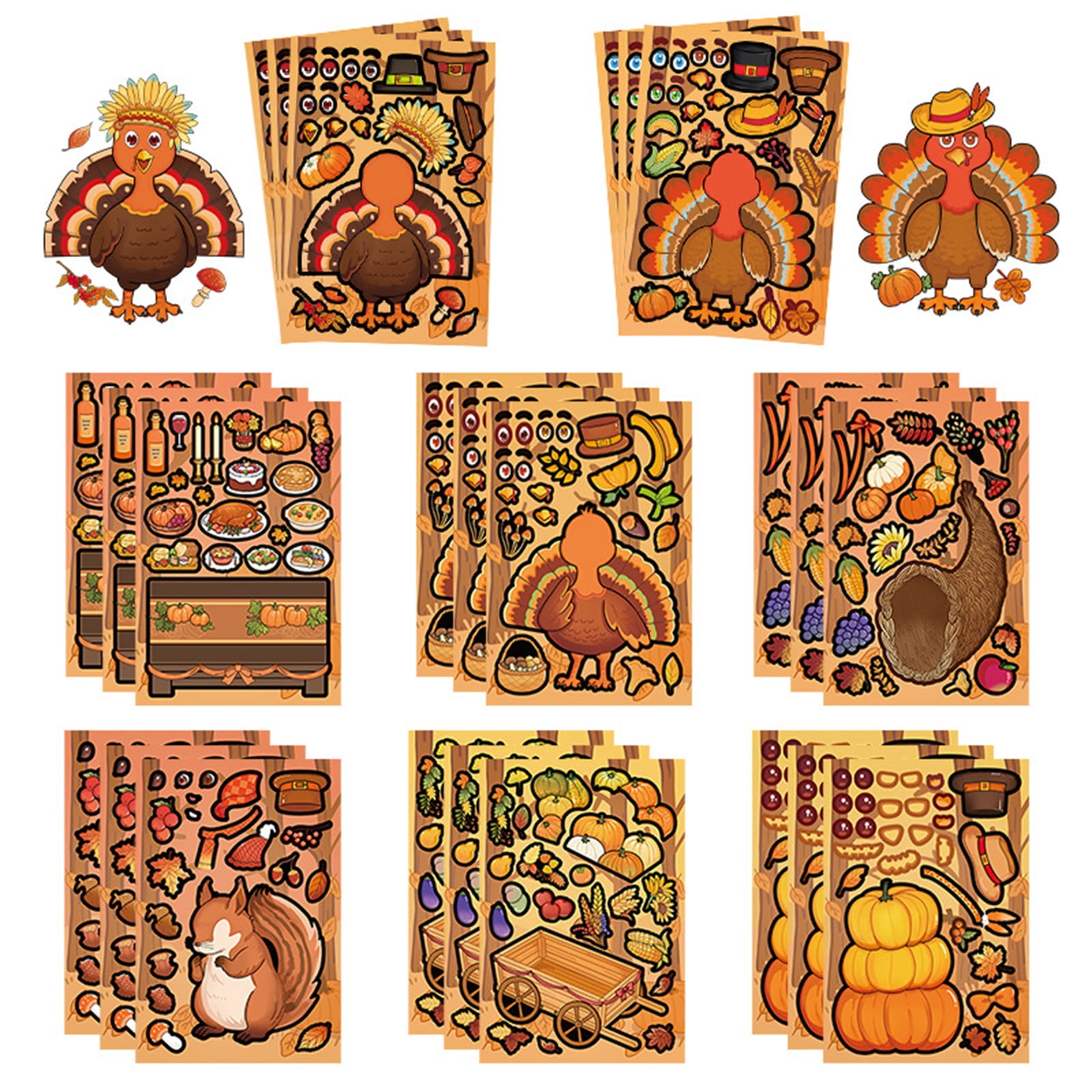 Thanksgiving Stickers, Make a Turkey Face Stickers for Kids Make Your ...