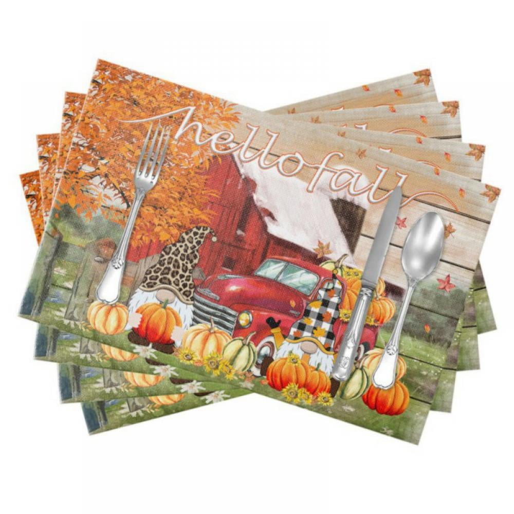 Thanksgiving Table Placemats Set Of 4 - Happy Thanksgiving Turkey Fall ...