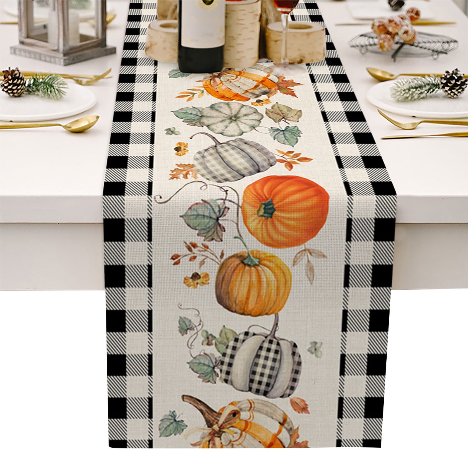 Thanksgiving Table Runner 36 Inches Long x13 Burlap Linen Holiday Fall ...
