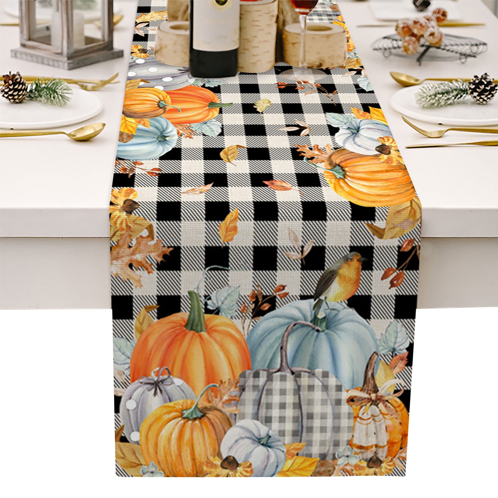 Thanksgiving Table Runner 36 Inches Long x13 Burlap Linen Holiday Fall ...