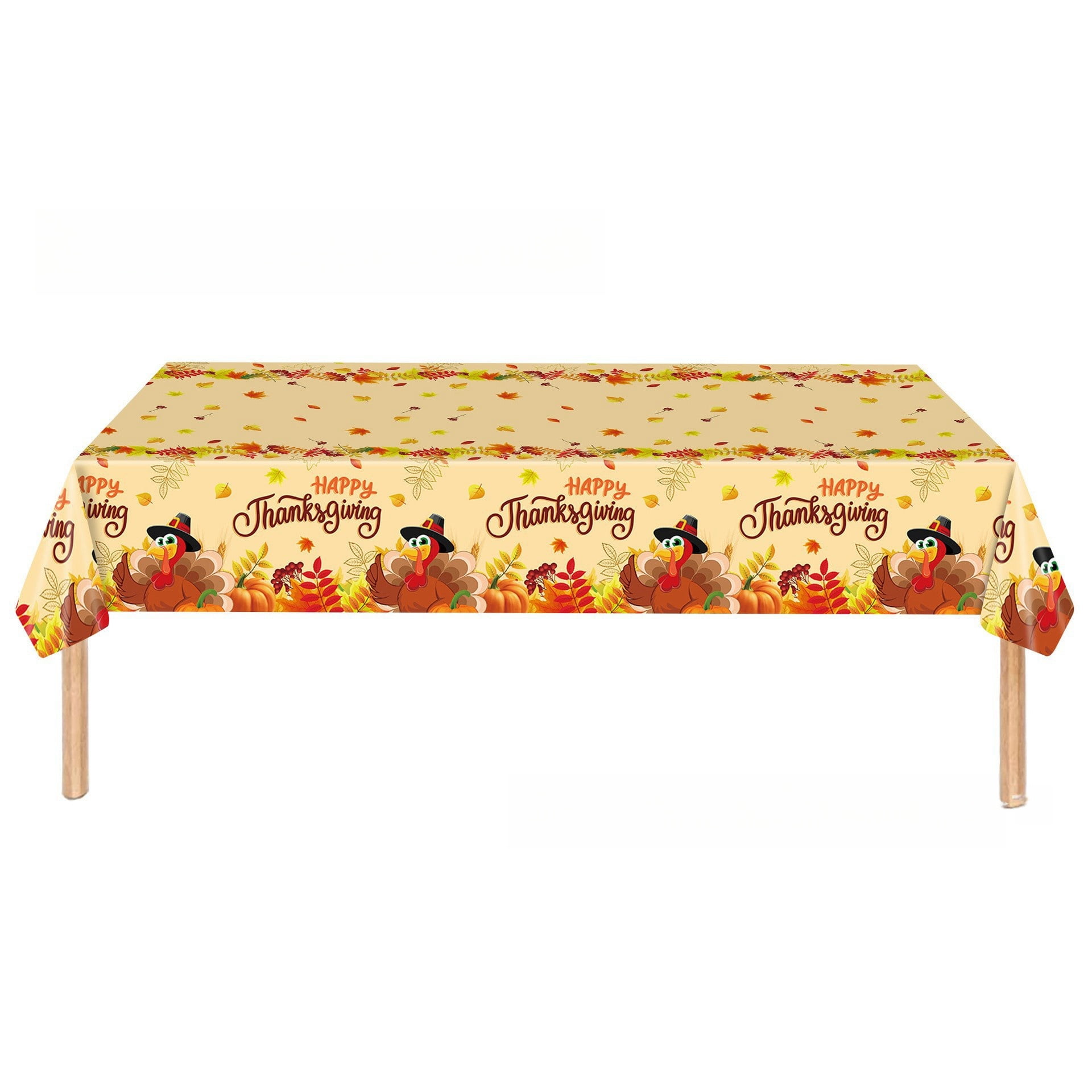 Thanksgiving Tablecloth 4.5x9 ft - Turkey, Pumpkin, Maple Leaf Holiday ...