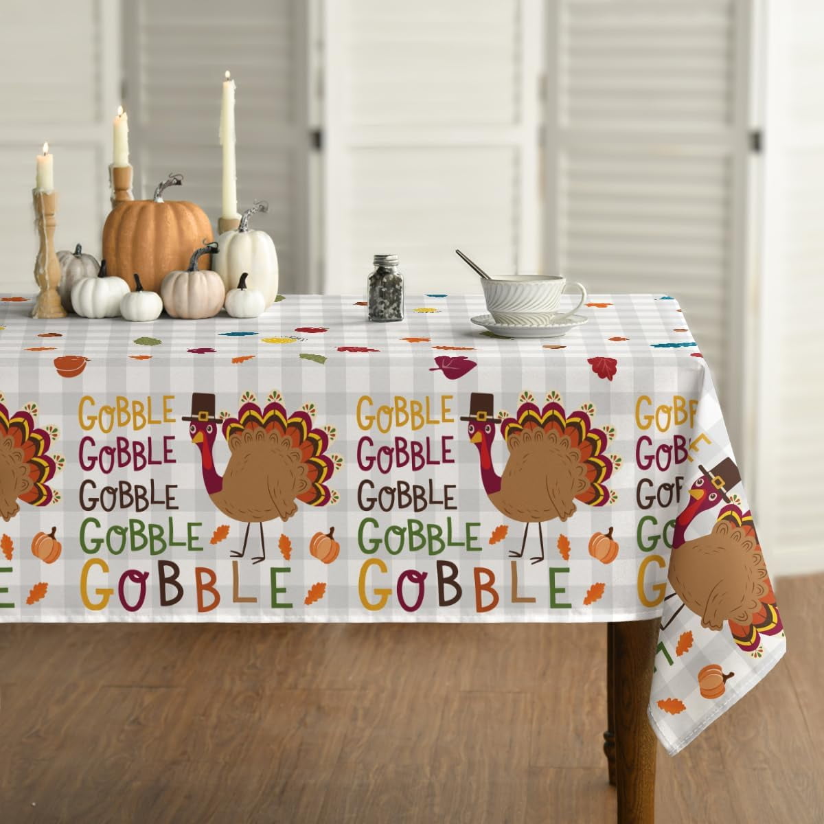 Thanksgiving Tablecloth 60×104 Inch Rectangular, Turkey Gobble Washable ...
